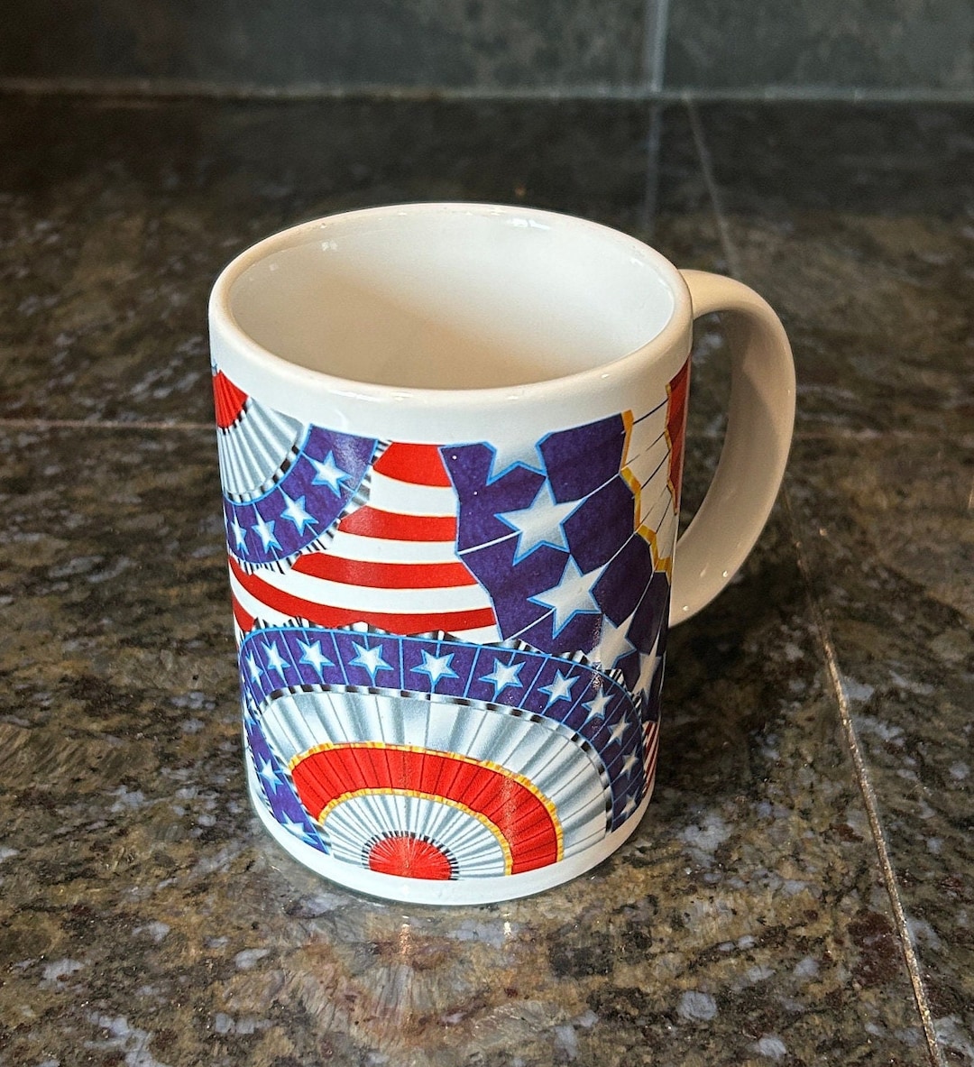 Vintage Patriotic Bunting Mug: American Flag Coffee Mug (14 Oz) - Etsy