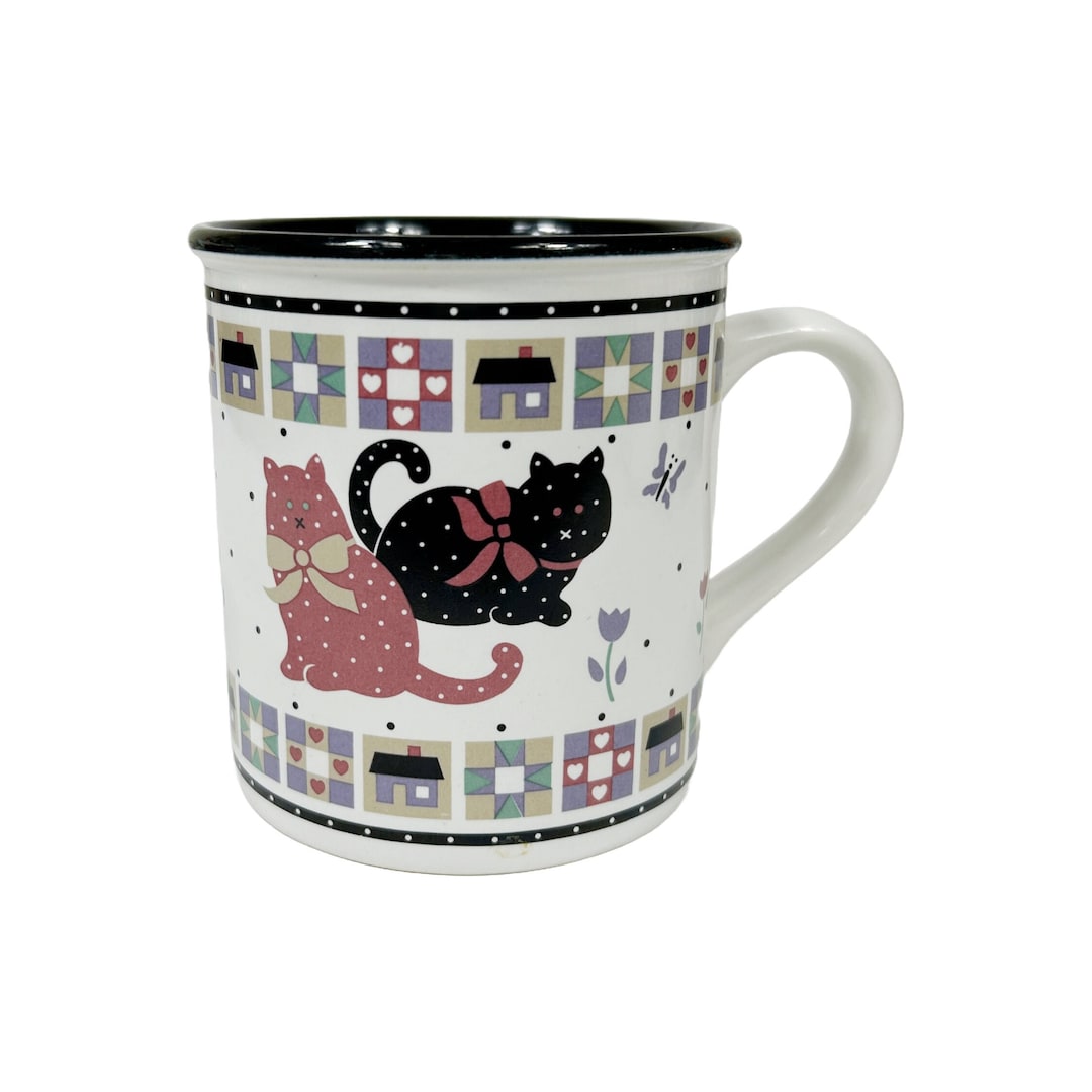 Calico Cat Quilt Themed Coffee Mug,cat Coffee Cup,hot Cocoa Mug,cool ...