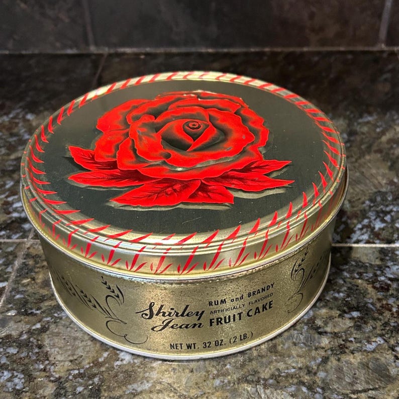 Vintage Shirley Jean Fruit Cake Tin: Red Rose Design (7.25"x3") - Etsy