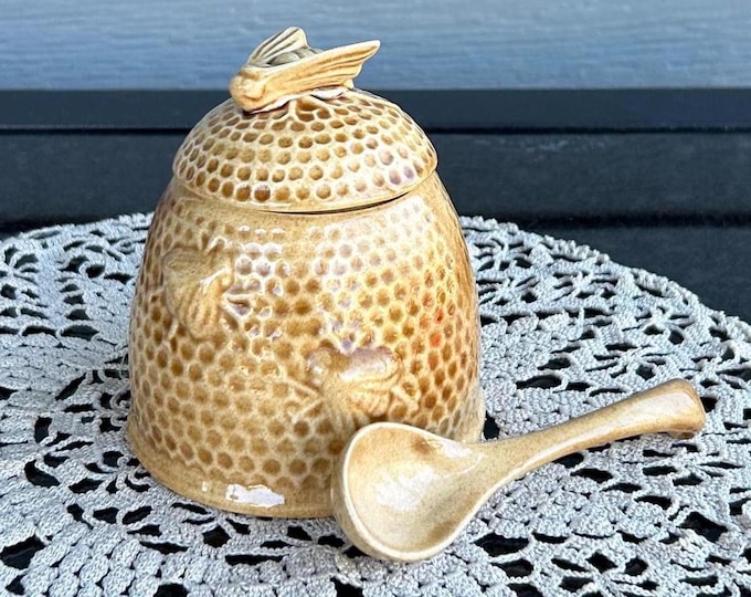 Arnels Beehive Honey Pot With Spoon,honey Hive Pot,honey Jar, Novelty ...