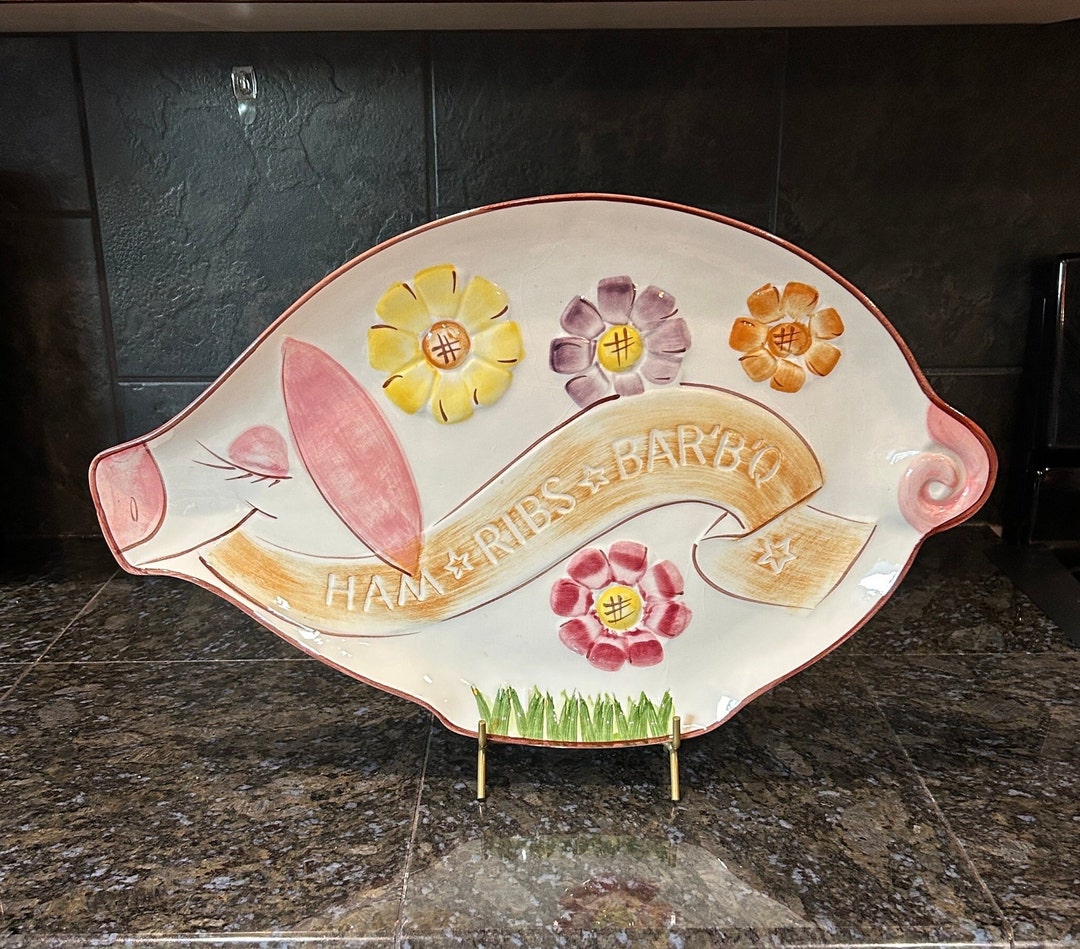 Los Angeles Potteries Pig Meat Platter 20 X 12.5,meat Serving Plate,pig ...