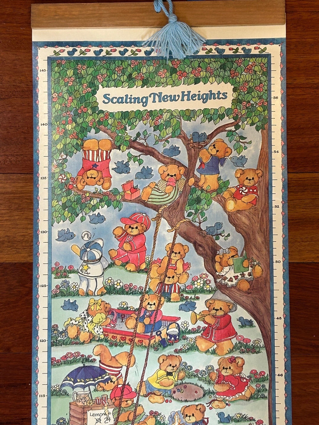 1980s Teddy Bear Kid's Growth Chart 'scaling New Heights' by Lucy Rigg ...