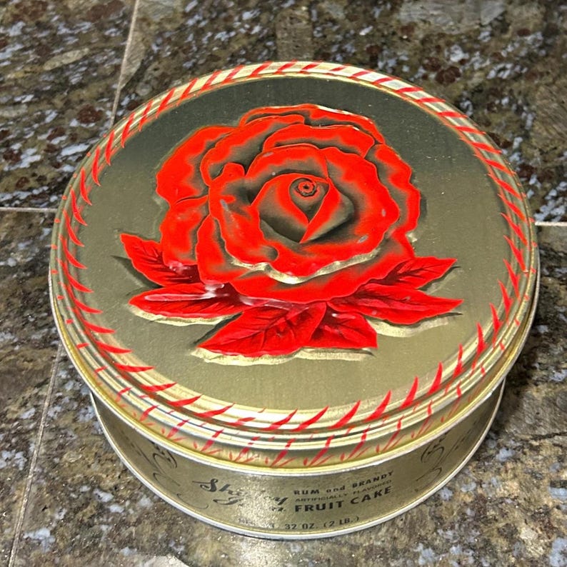 Vintage Shirley Jean Fruit Cake Tin: Red Rose Design (7.25"x3") - Etsy