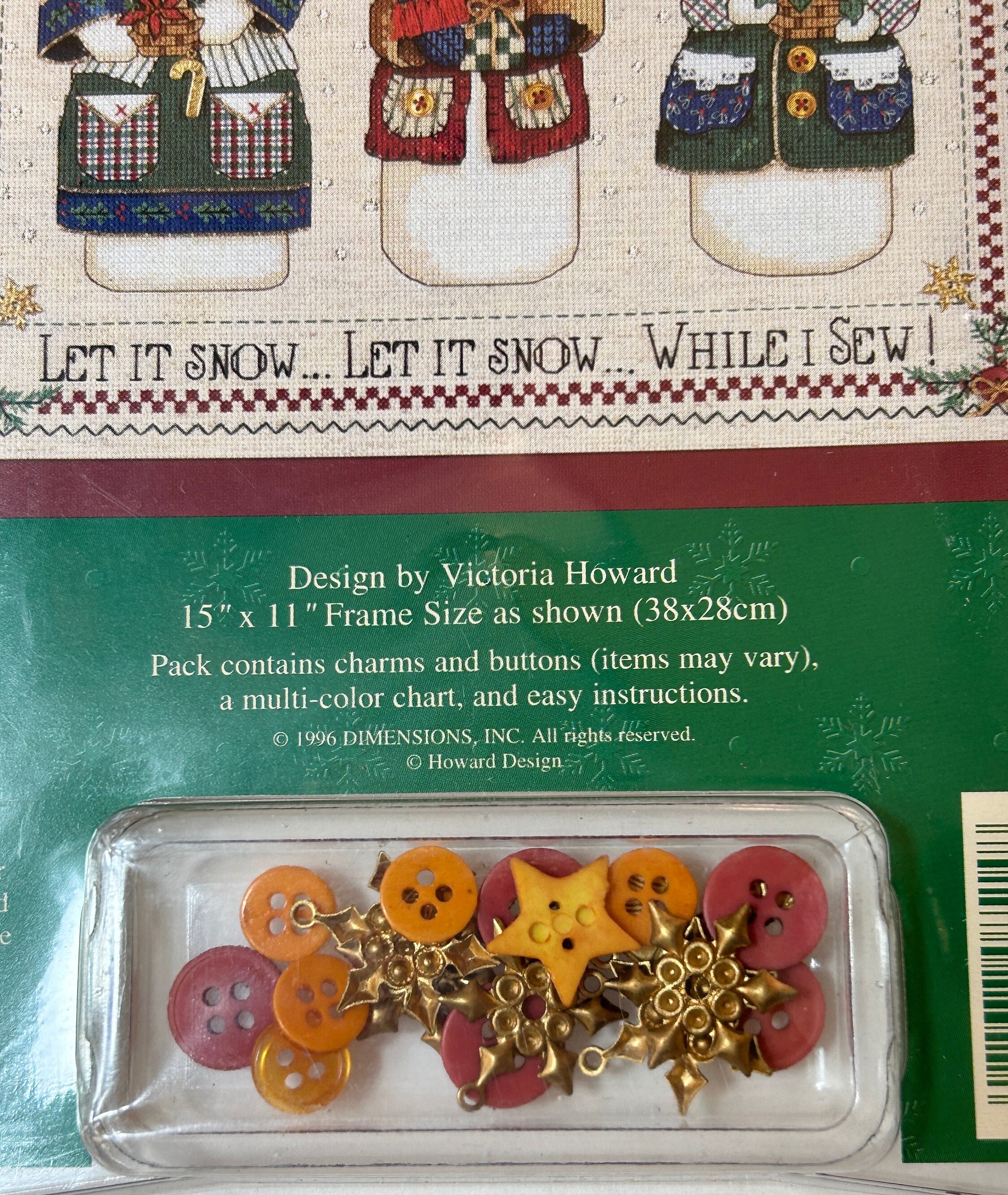 Snow While I Sew Dimensions Charts & Charms Cross Stitch Kit,snowman ...