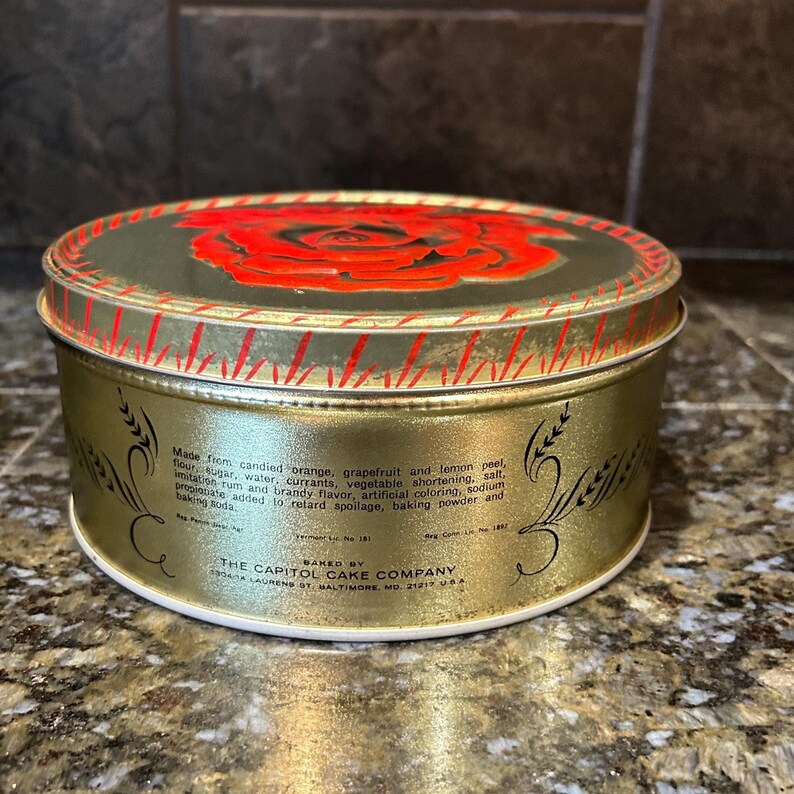 Vintage Shirley Jean Fruit Cake Tin: Red Rose Design (7.25"x3") - Etsy