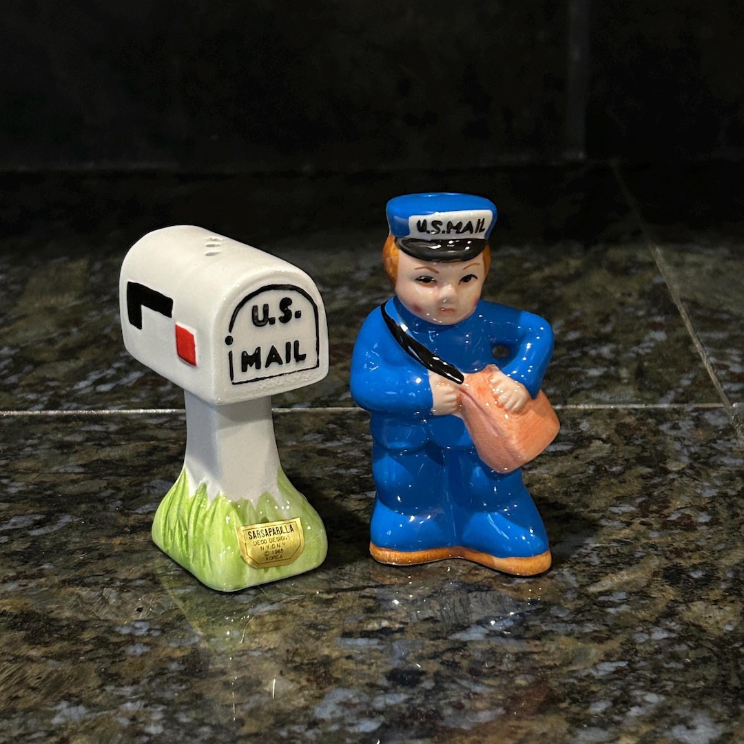 Sarsaparilla Deco Design Mailman and Mailbox Salt and Pepper Shakers ...