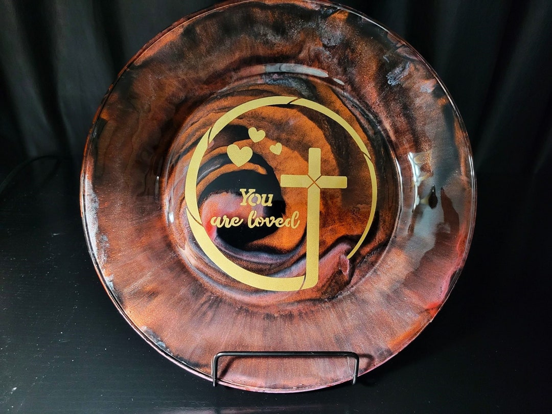 Christian Plate-you Are Loved-gold Cross Display Plate With Stand ...
