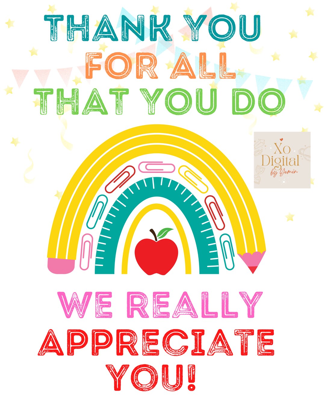 Teacher and Staff Thank You Sign - Thank You for All You Do ...