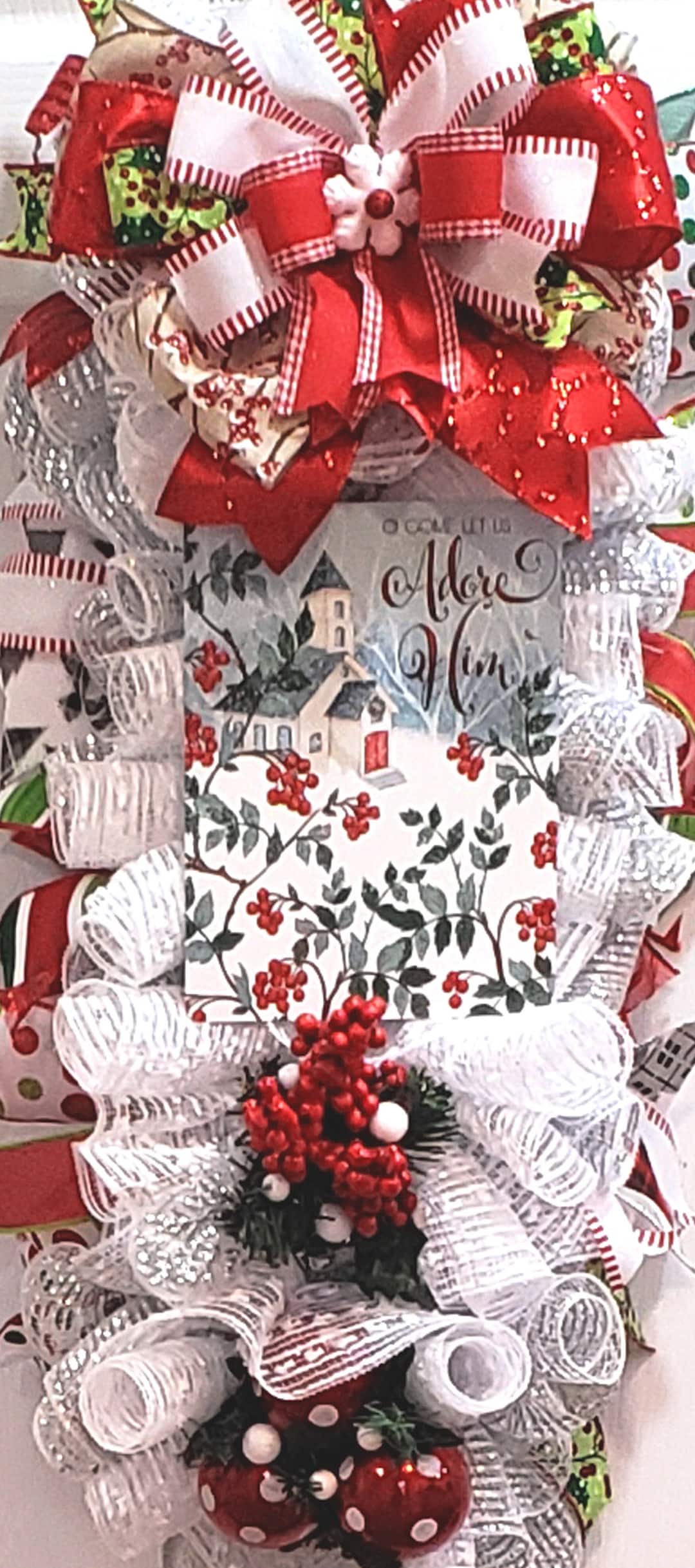 Christmas Swag Wreath for a Front Door Christmas Swag Wreath With Snow ...