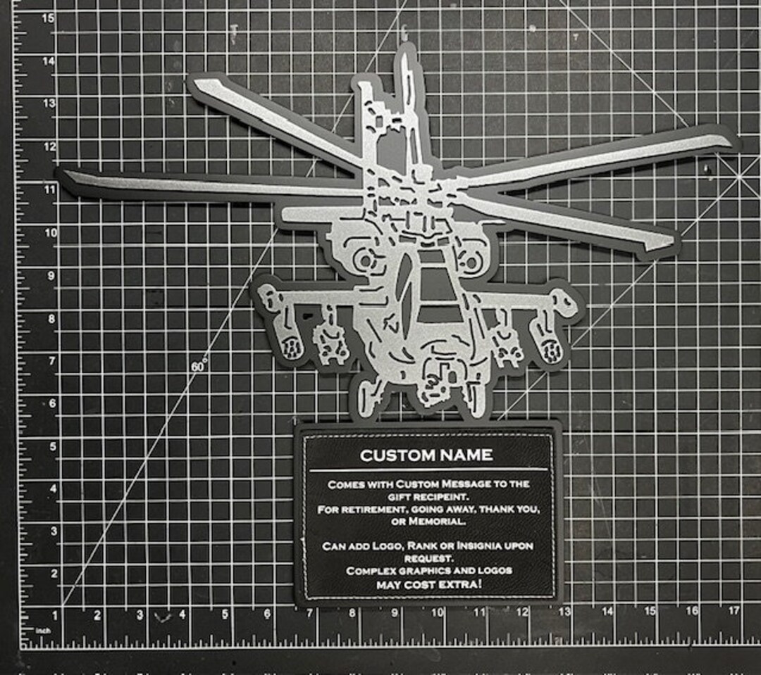 US Army AH-64 Apache Plaque With Custom Leather Patch for Going Away ...
