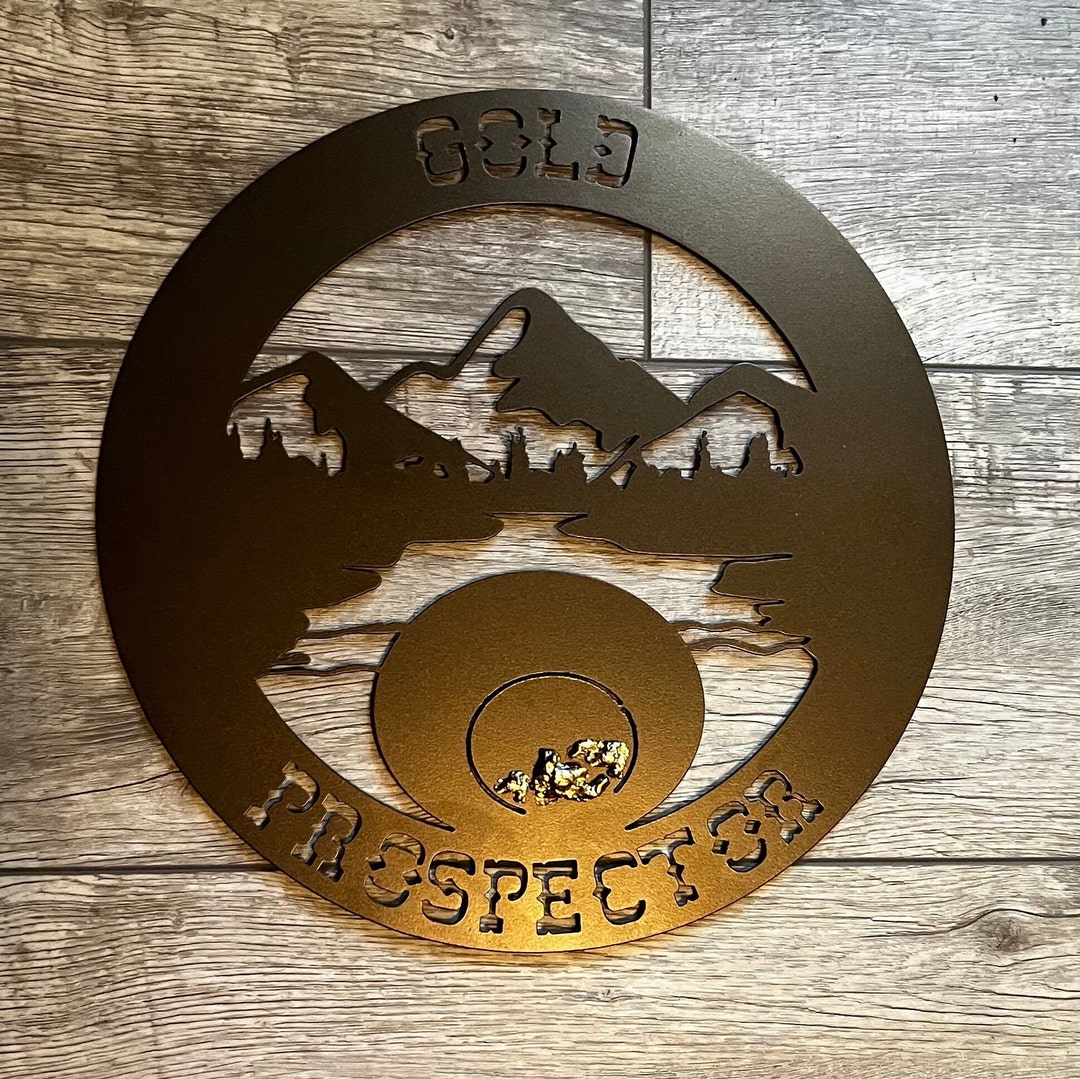 Gold Prospector Wall Art- Gold Pan and Mountains With Realistic Gold ...