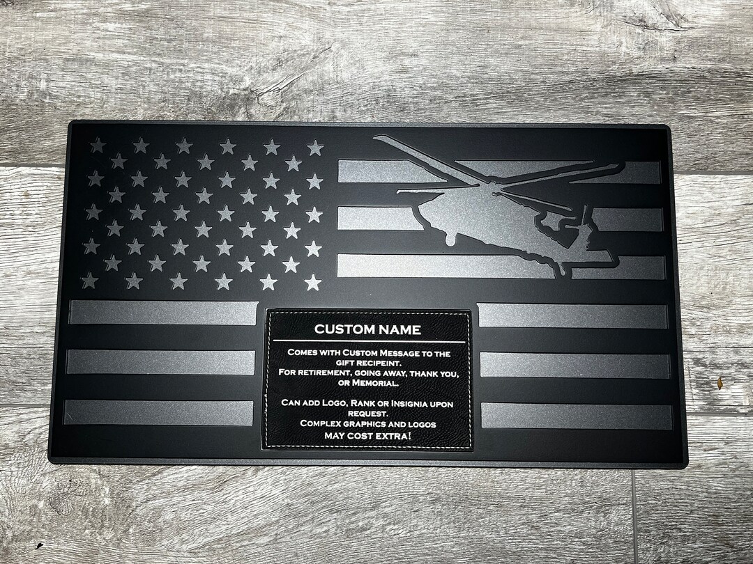 H-60 Blackhawk USA Flag Custom 18in Award / Plaque for Going Away or ...