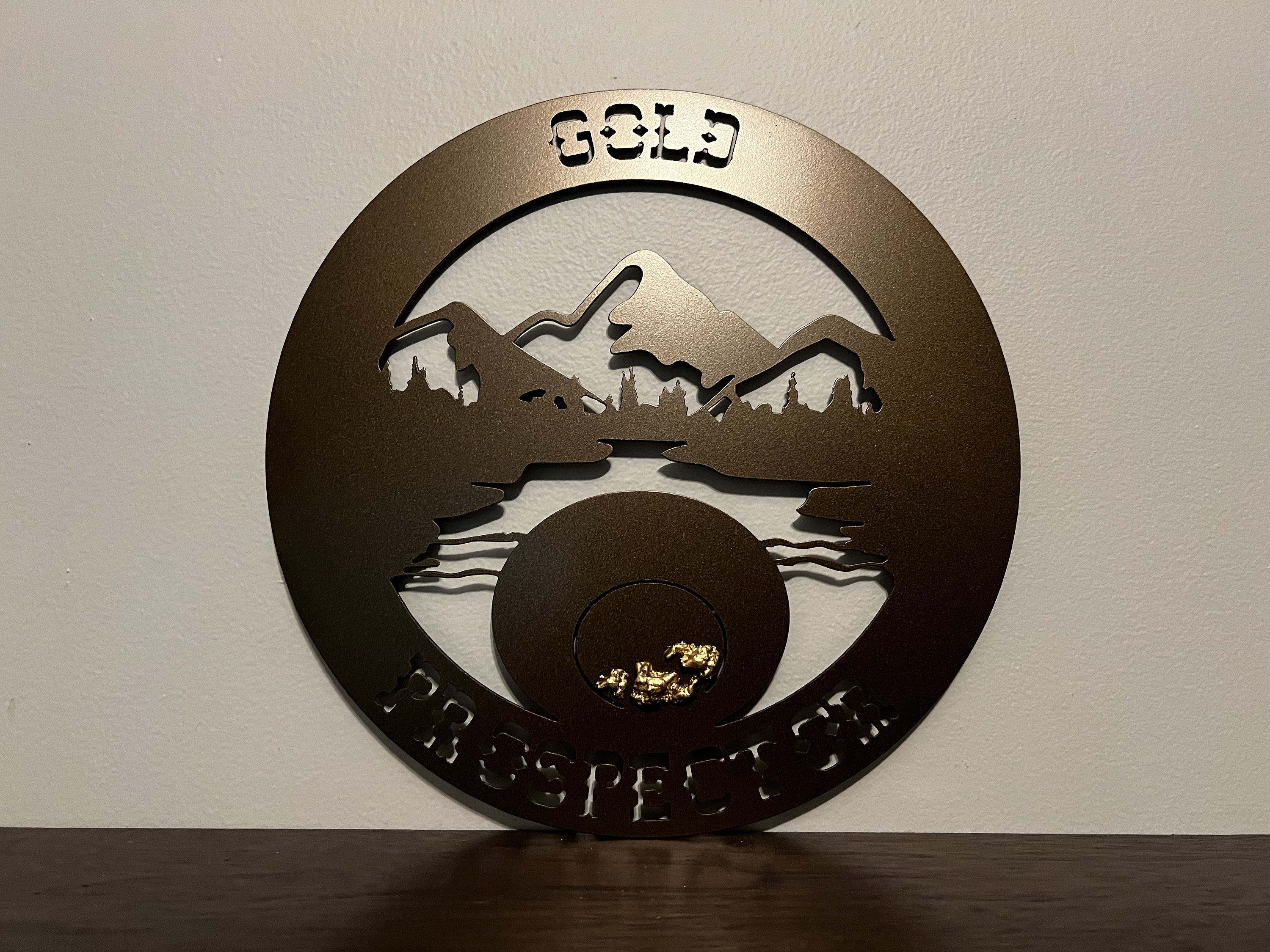 Gold Prospector Wall Art Gold Pan and Mountains With Realistic Gold ...
