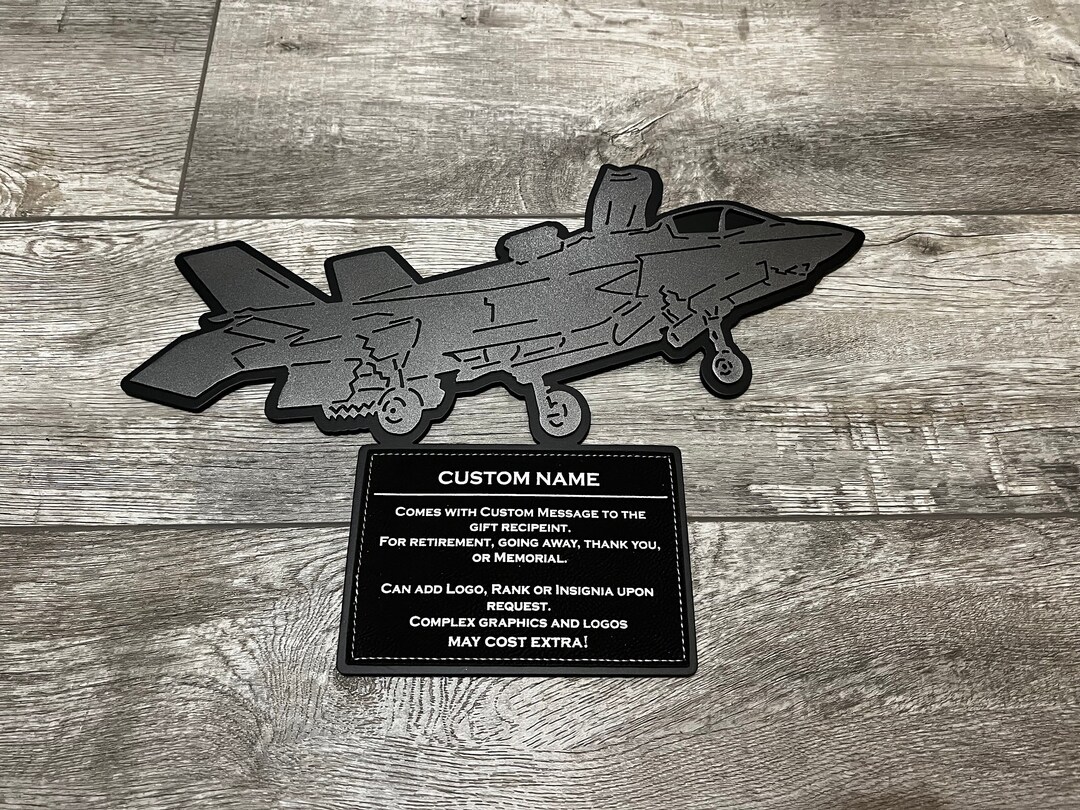 USMC F-35B Fighter Jet Metal Plaque With Custom Leather Patch - Etsy