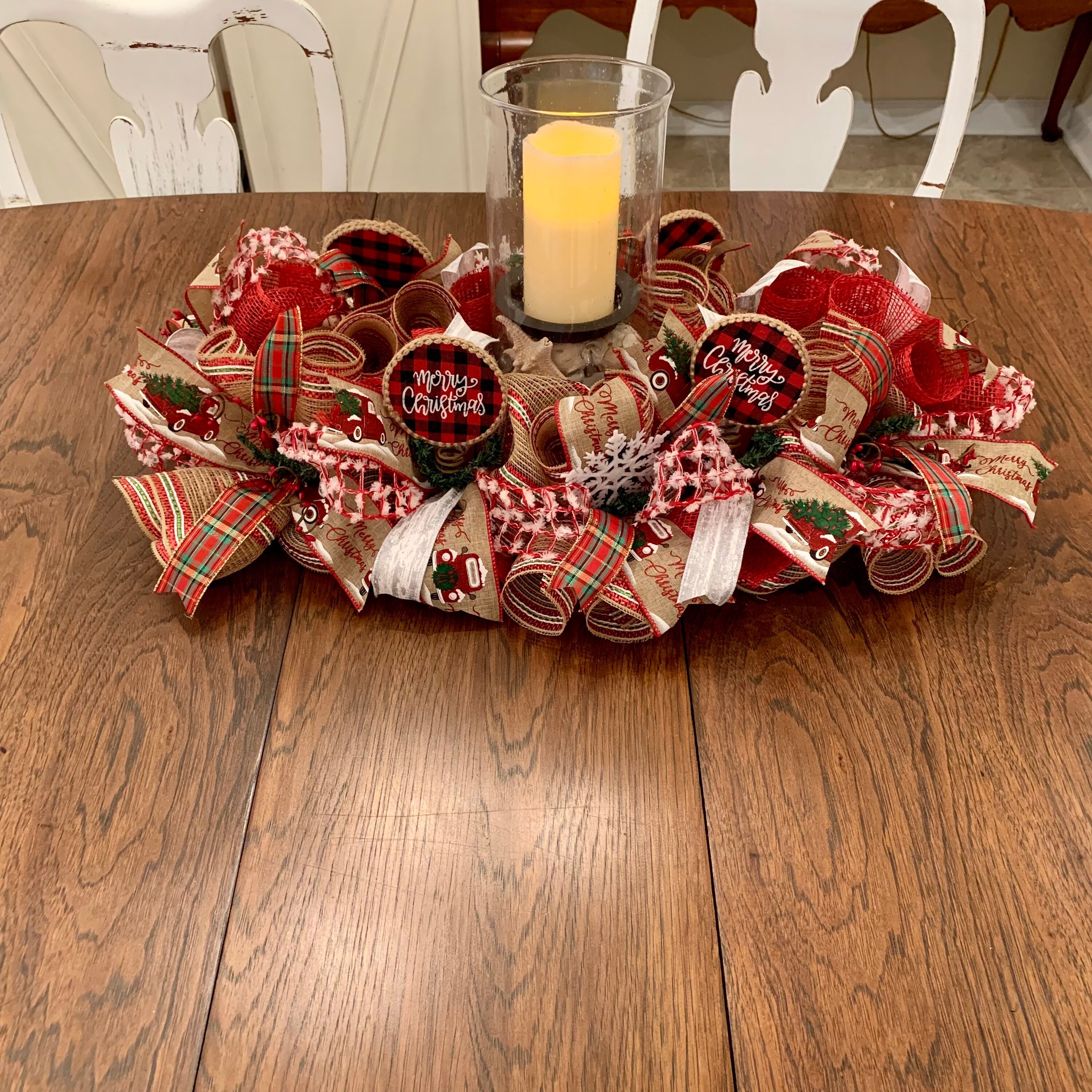 Christmas Centerpiece, Buffalo Plaid Centerpiece, Table Centerpiece ...