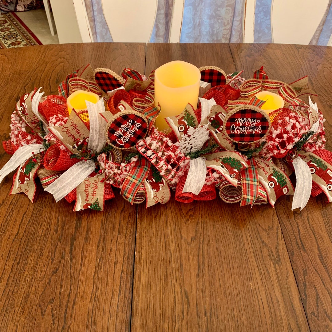 Christmas Centerpiece, Buffalo Plaid Centerpiece, Table Centerpiece ...