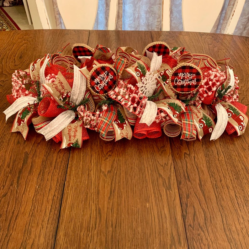 Christmas Centerpiece, Buffalo Plaid Centerpiece, Table Centerpiece ...