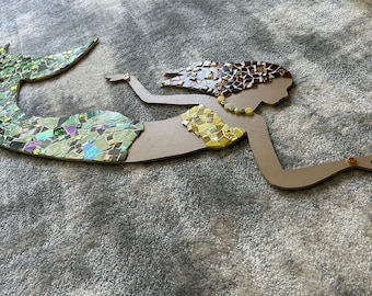 I Must Be a Mermaid beaded Mosaic Art on Wood Circular Wall Hanging - Etsy