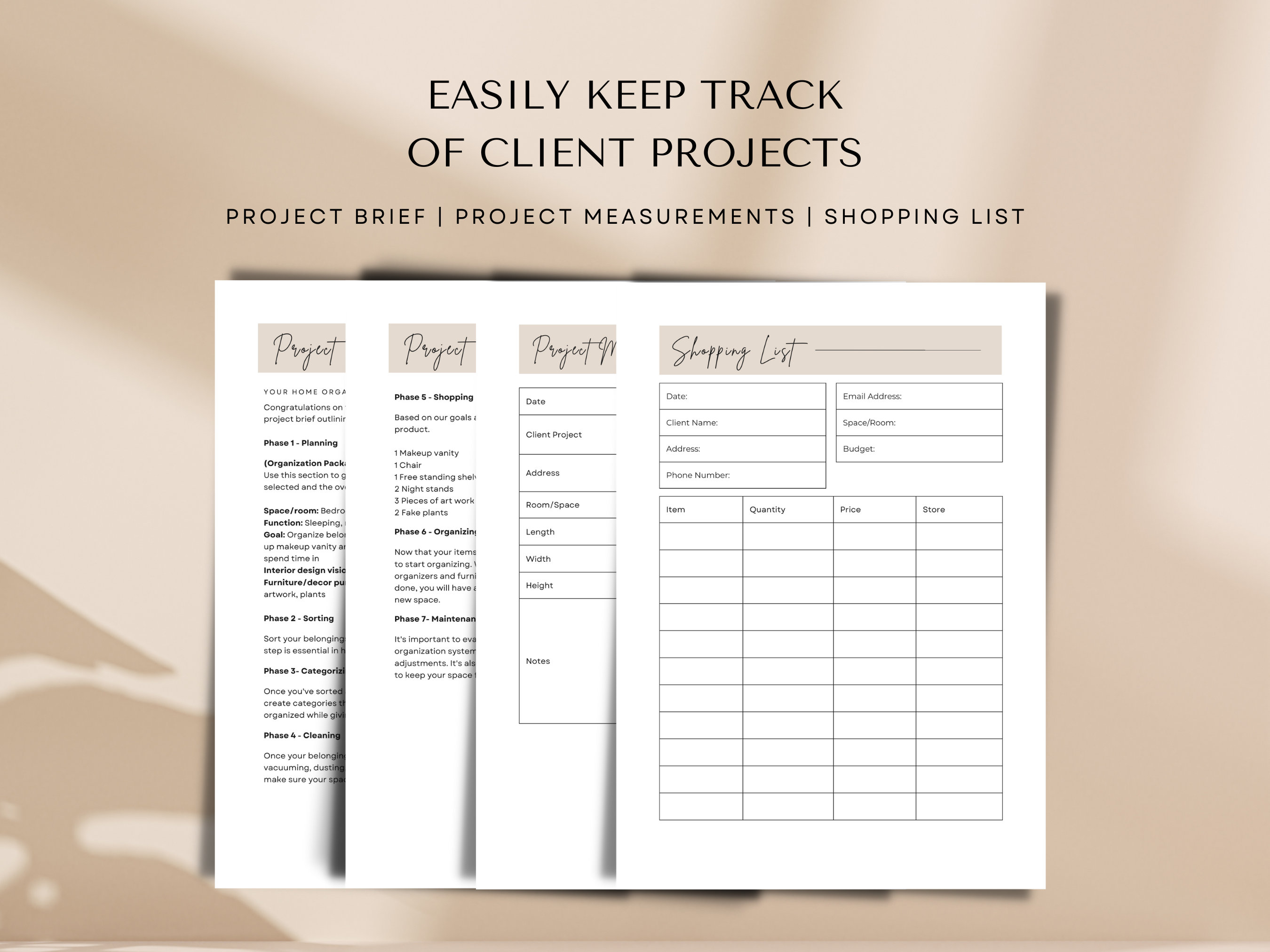Professional Organizer Forms Professional Organizer Brochure ...