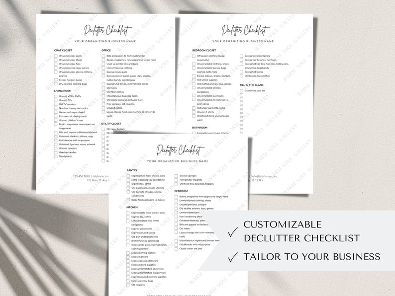 Professional Organizer Forms Services & Packages Steps to Organize ...