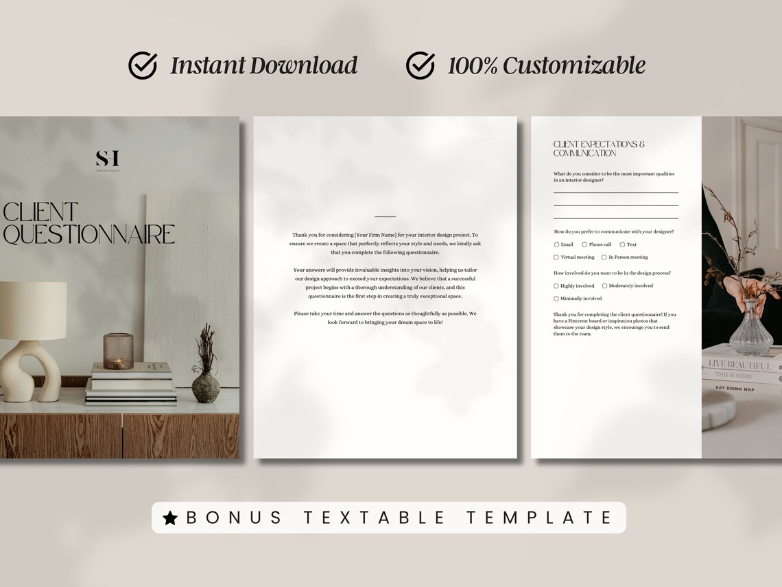 Interior Designer Consultant Client Questionnaire Professional Interior ...