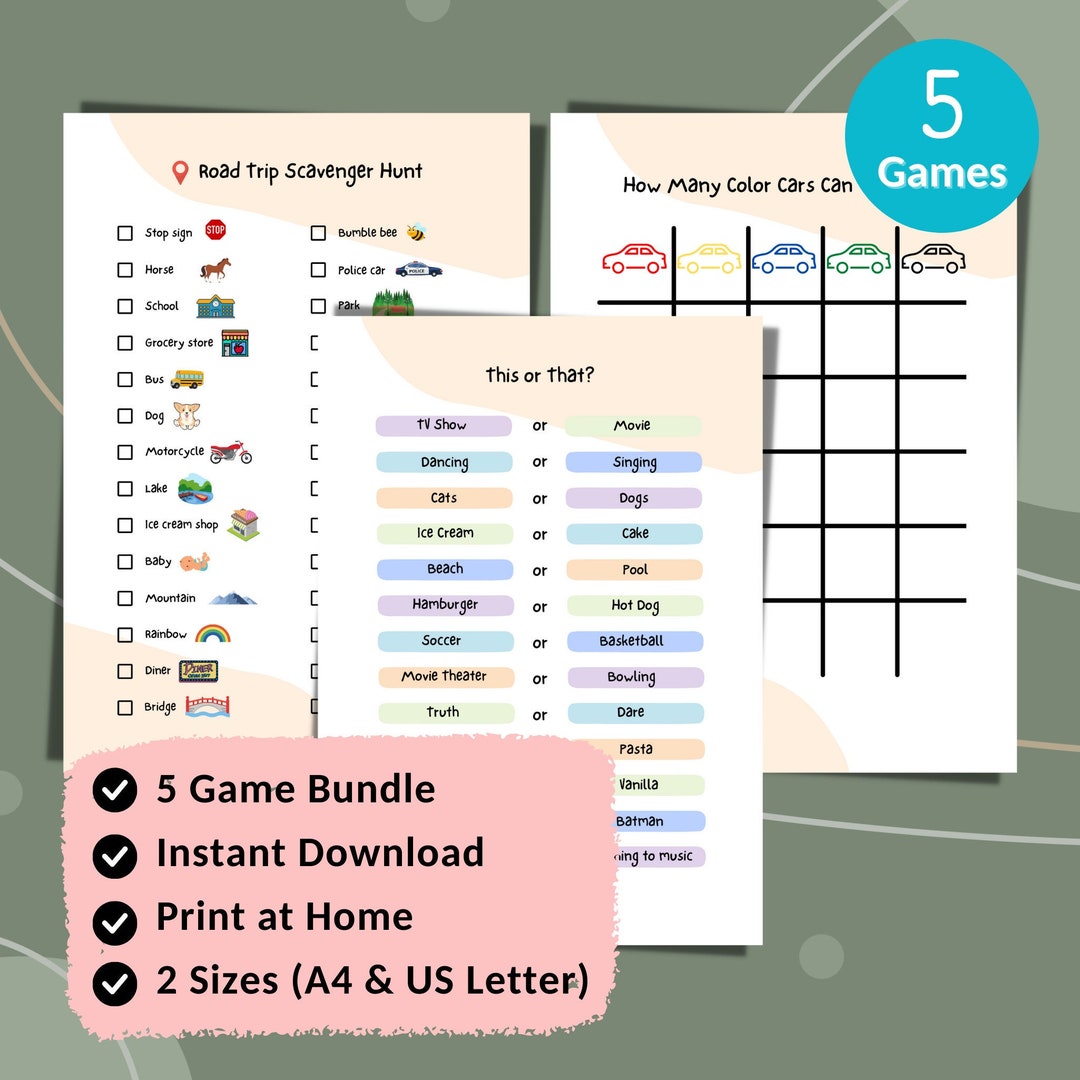 Kids Scavenger Hunt Road Trip Printables Kids Activity Kit License ...