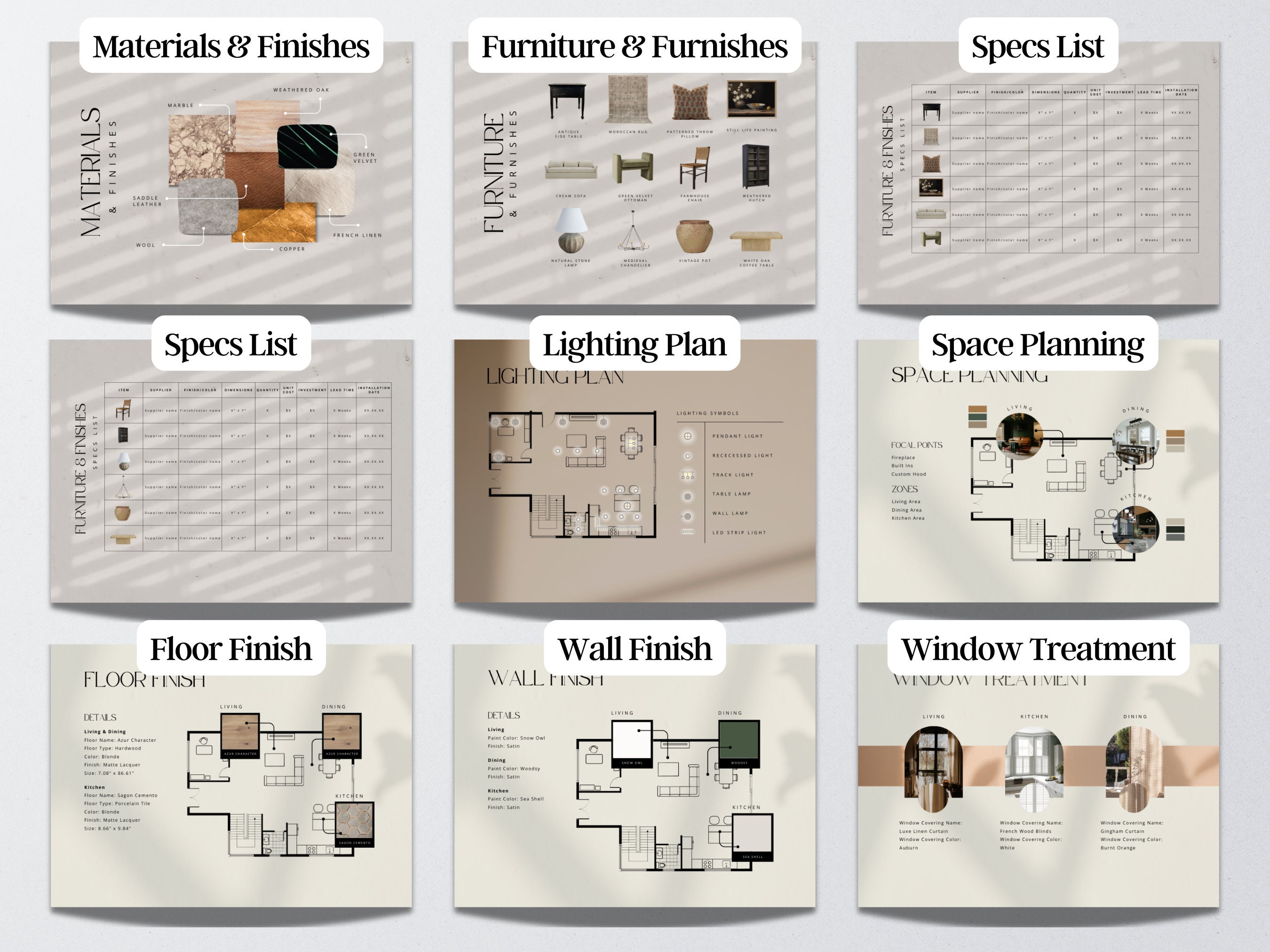 Interior Design FF&E Schedule Design Project Plan Template Business ...