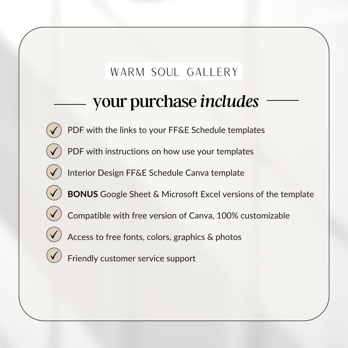 Interior Design FF&E Schedule Canva Template Excel Google Sheets ...