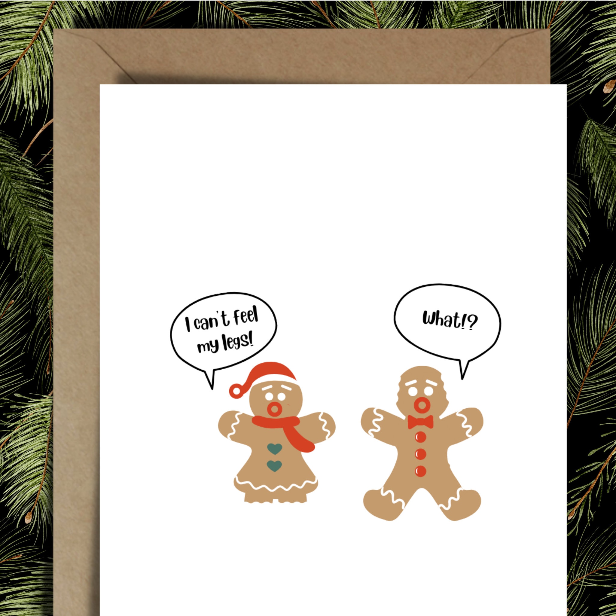 Funny Gingerbread Printable Christmas Card Punny Holiday Greeting Card ...