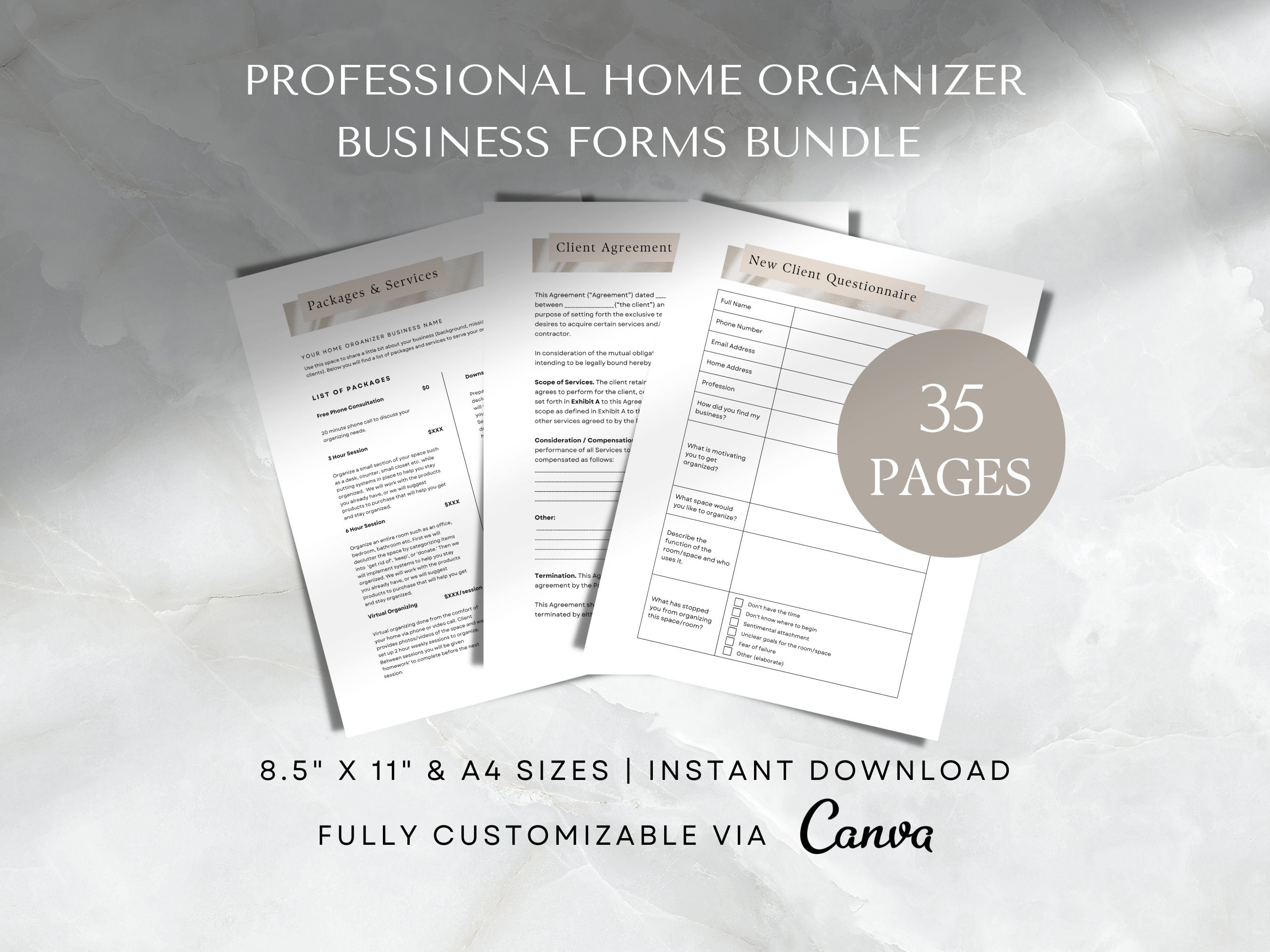 Professional Organizer Forms Professional Organizer Templates ...