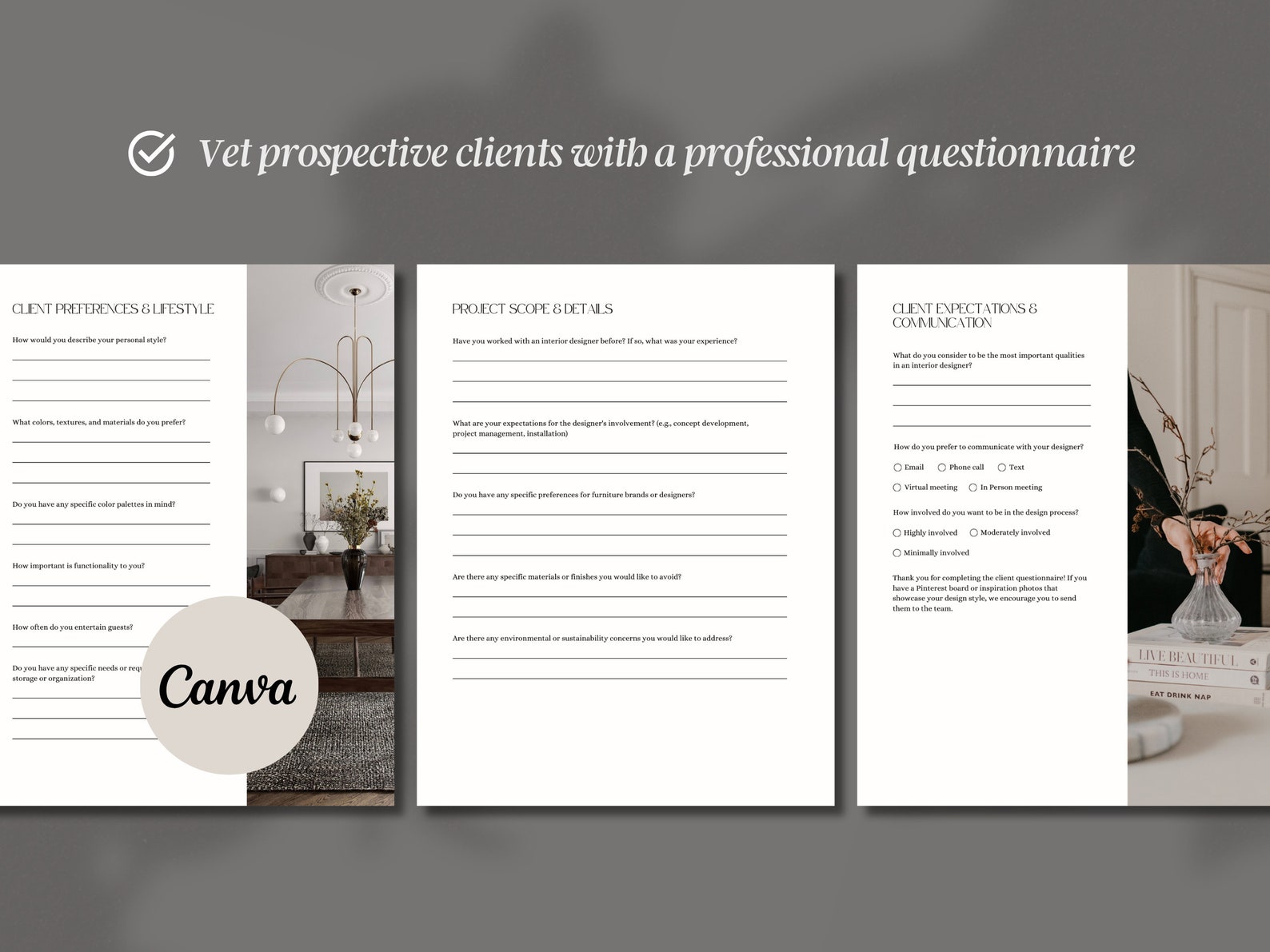 Interior Designer Consultant Client Questionnaire Professional Interior ...