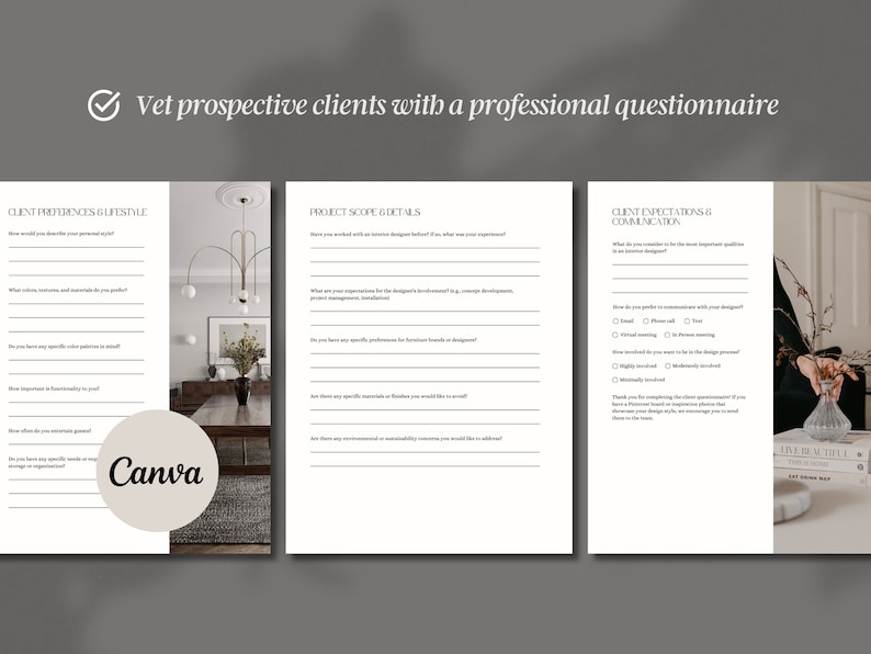 Interior Designer Consultant Client Questionnaire Professional Interior ...