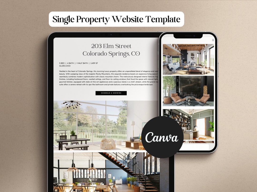 Landing Page Real Estate Website Canva Single Listing Website Template ...