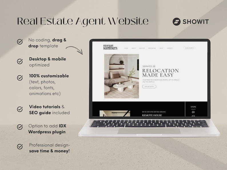 Website Template Real Estate Modern Luxury Realtor Marketing Showit ...