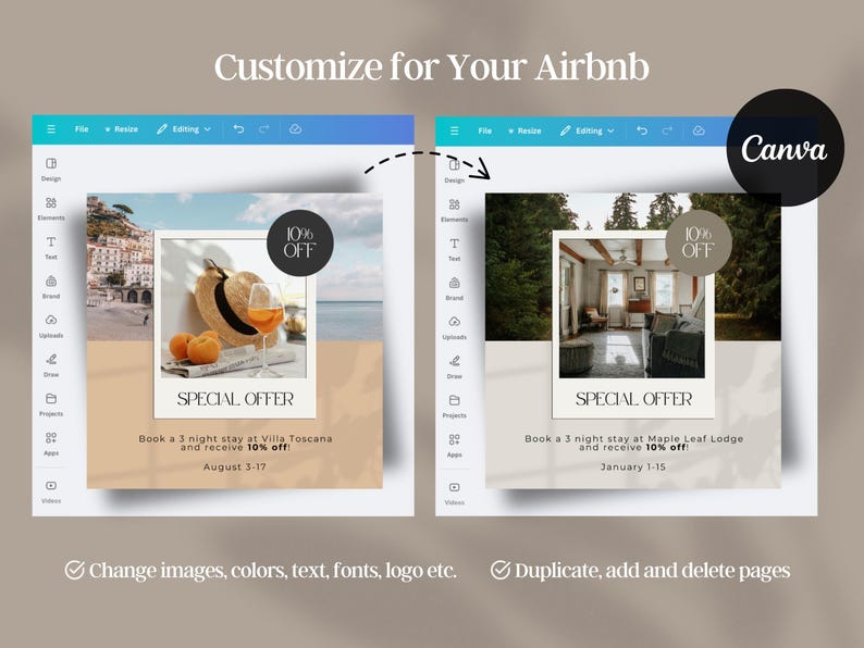 Airbnb Social Media Template Canva Airbnb Instagram Post Editable ...
