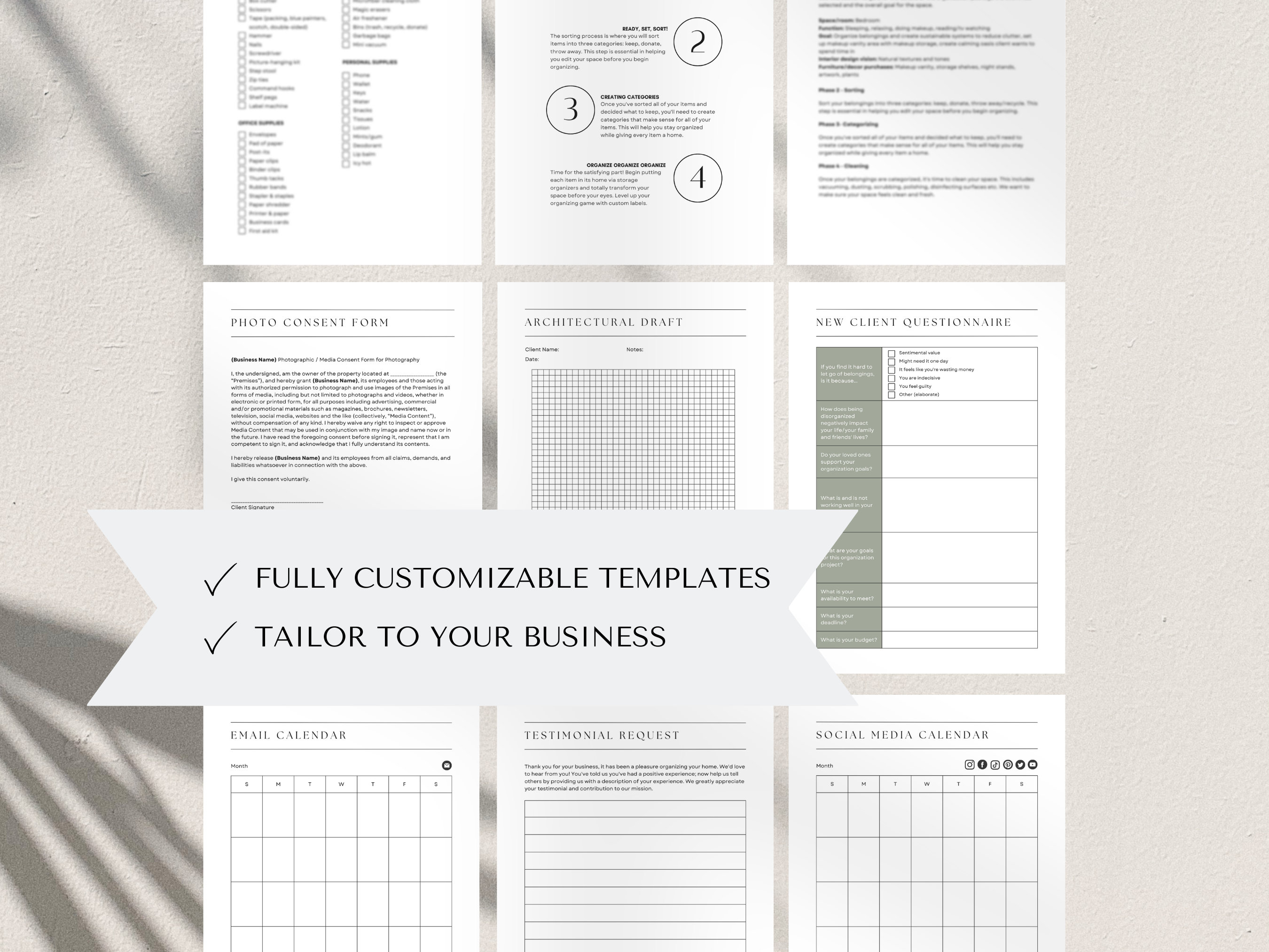 Professional Organizer Client Intake Forms Bundle Canva Template ...