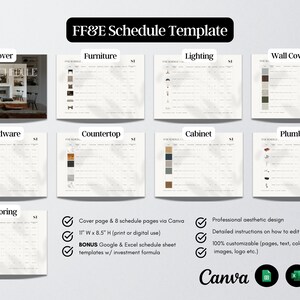 Interior Design FF&E Schedule Design Project Plan Template Business ...