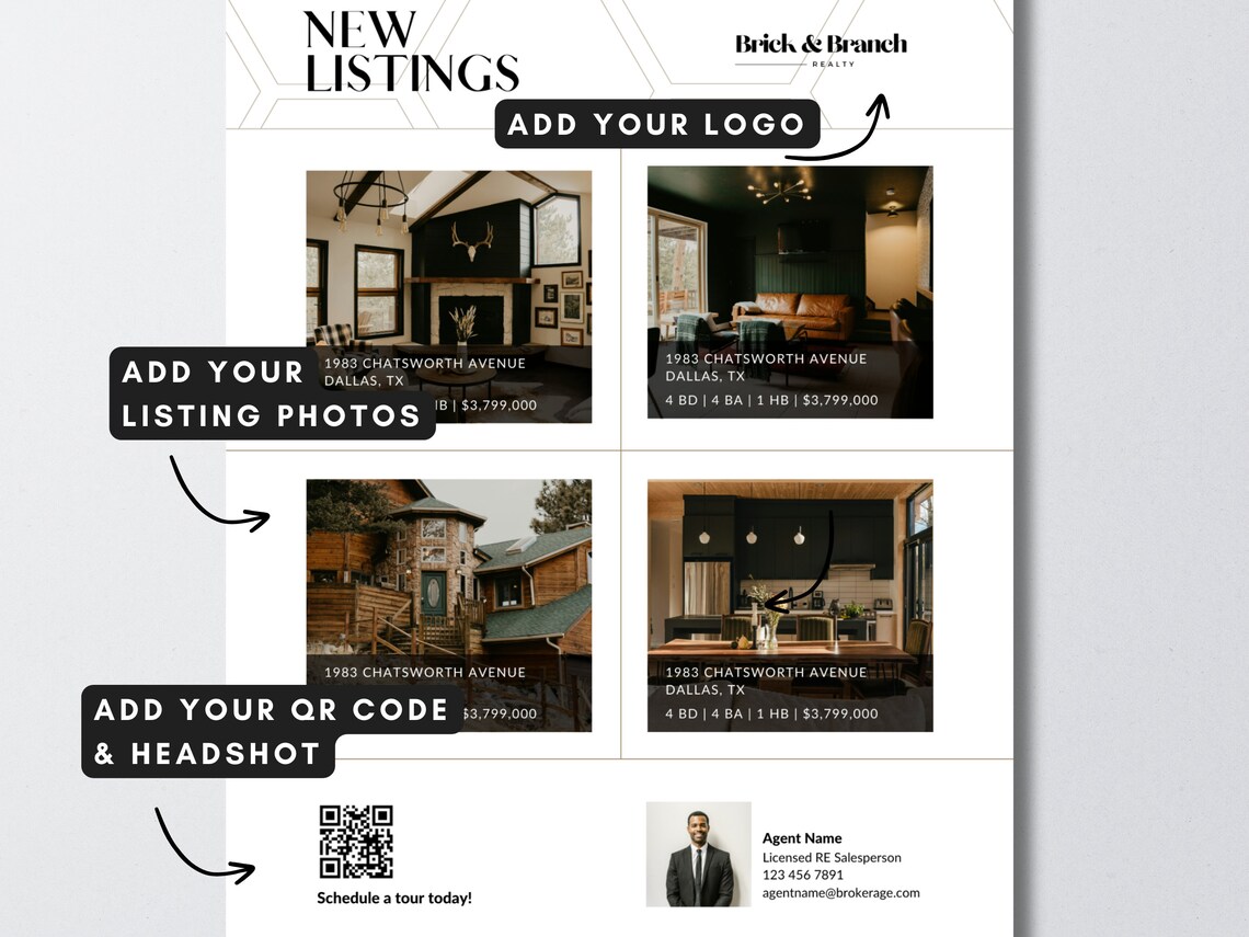 Multiple Listing Flyer Template Home for Sale Flyer Just Listed Real ...