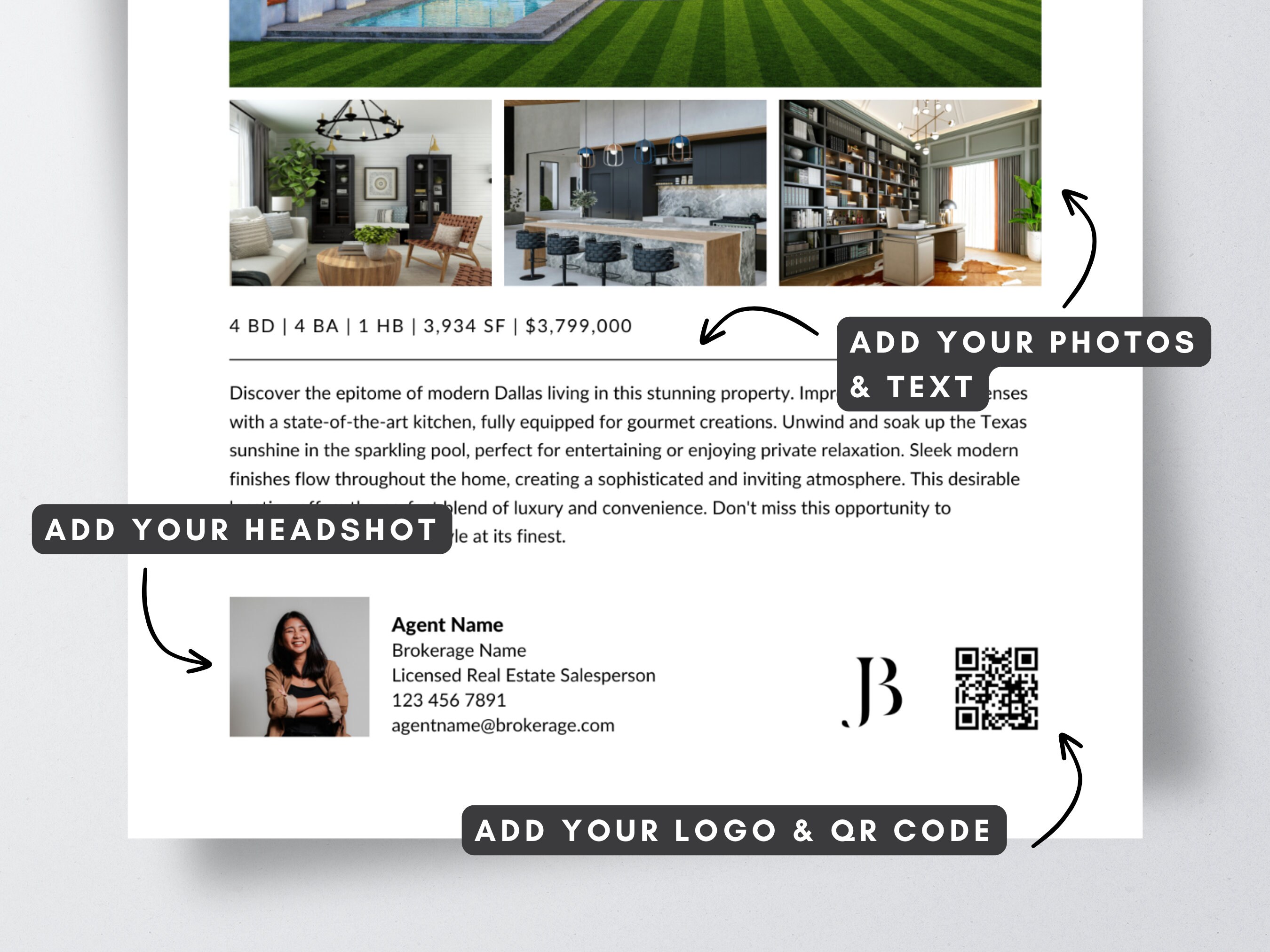 Broker Open House Flyer Template Qr Code New Listing Flyer Real Estate ...