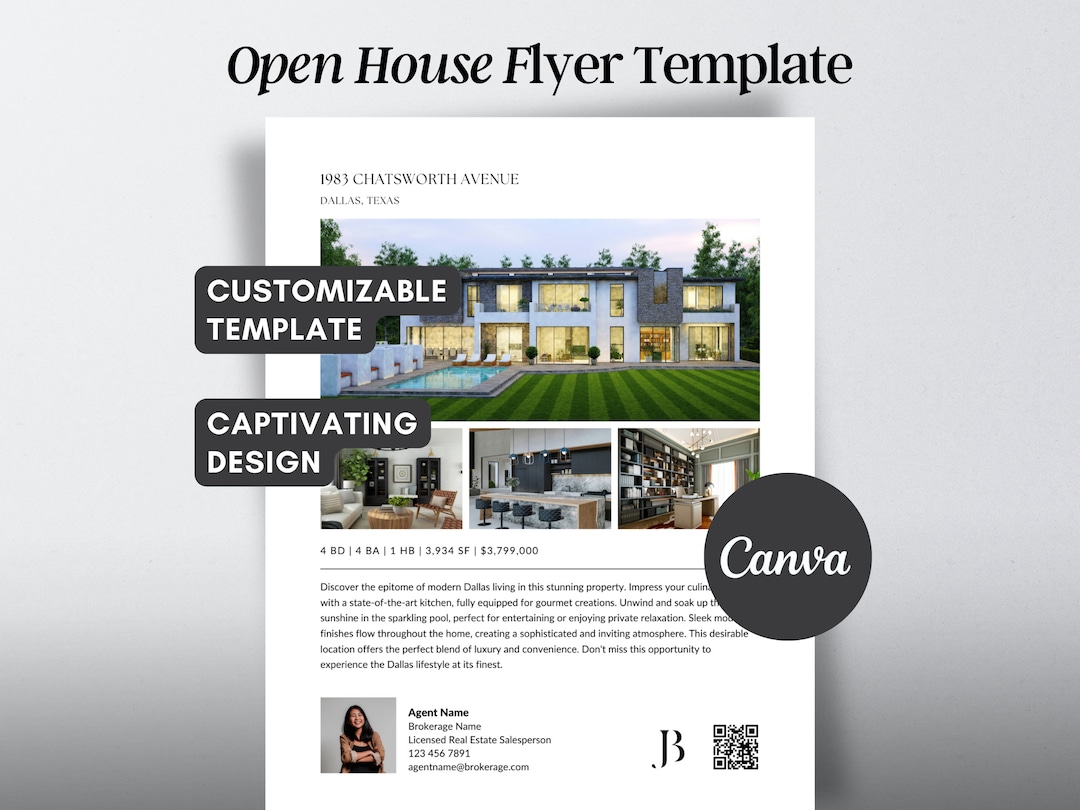 Broker Open House Flyer Template Qr Code New Listing Flyer Real Estate ...