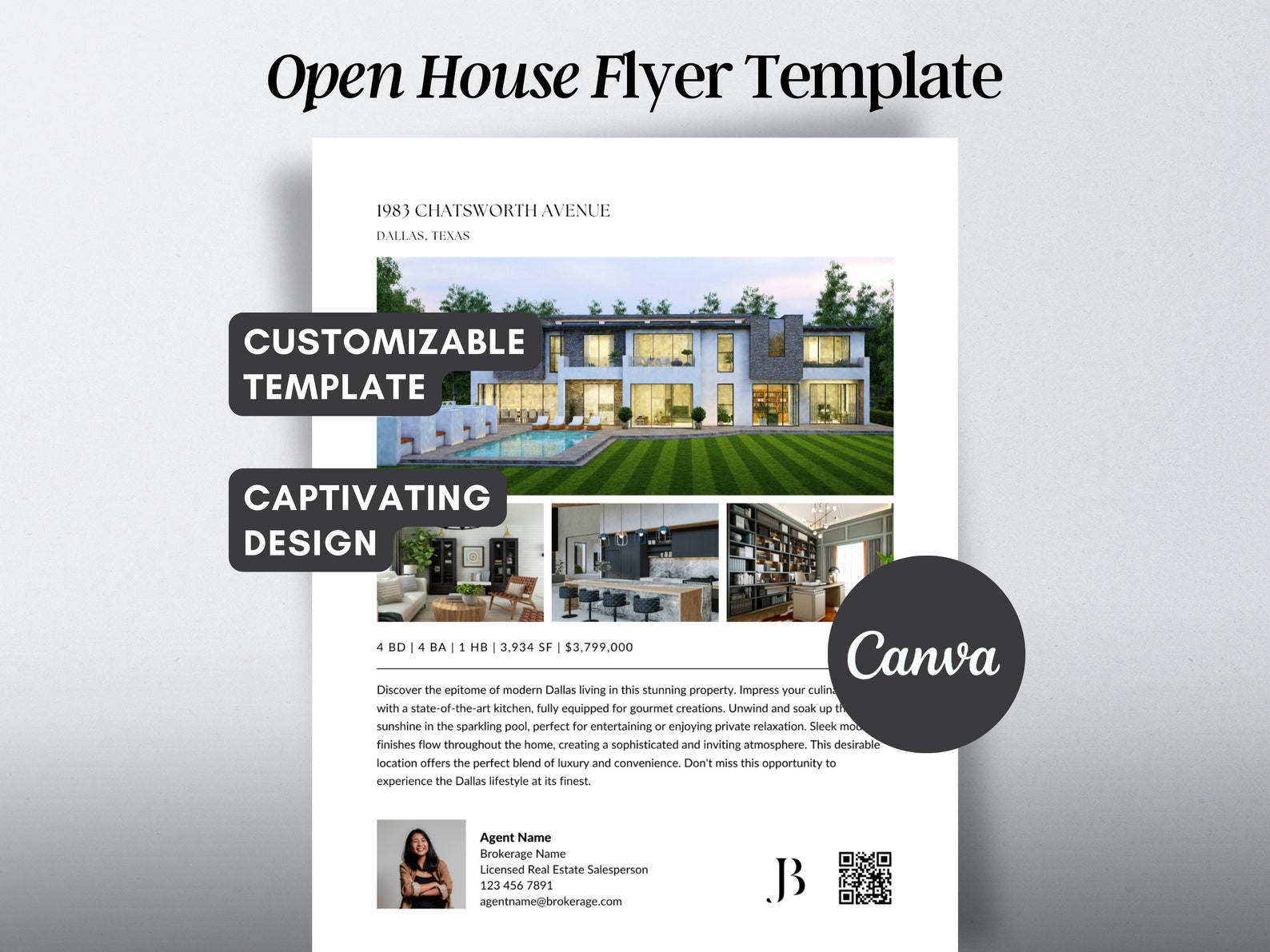 Broker Open House Flyer Template Qr Code New Listing Flyer Real Estate ...