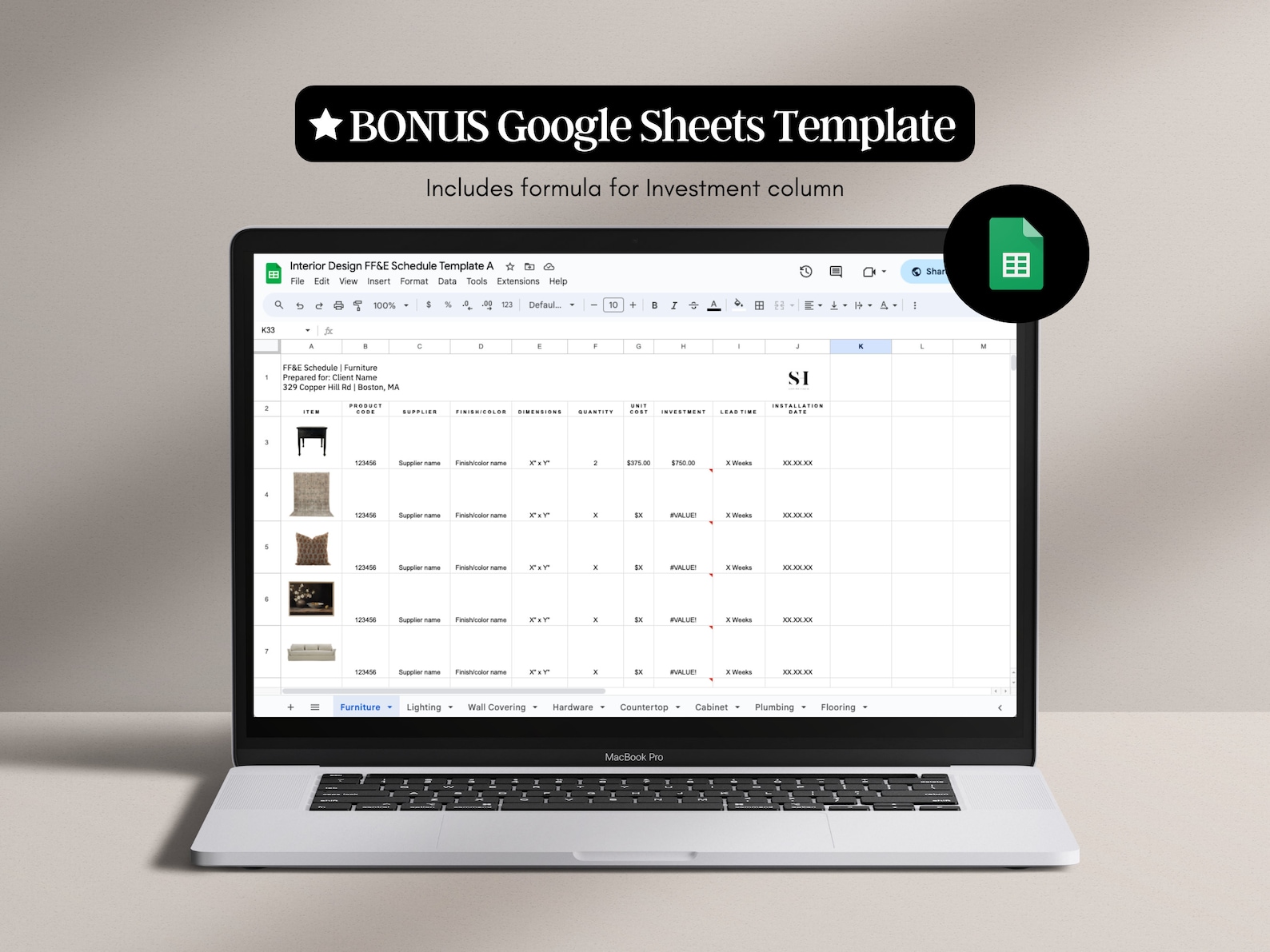 FF&E Schedule Template Interior Design Project Timeline Canva Excel ...