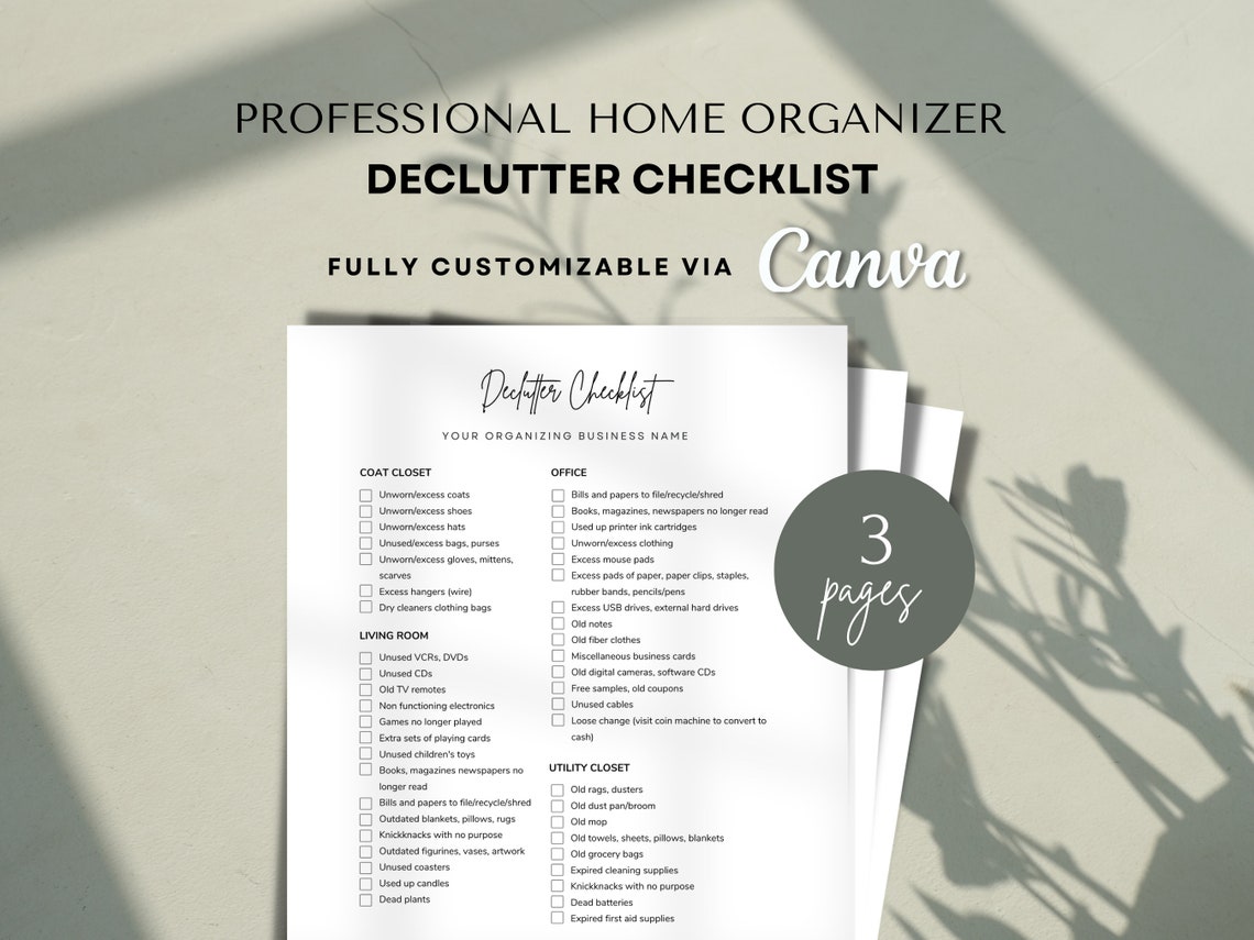 Declutter Checklist Printable Decluttering Checklist 2023 Chart ...