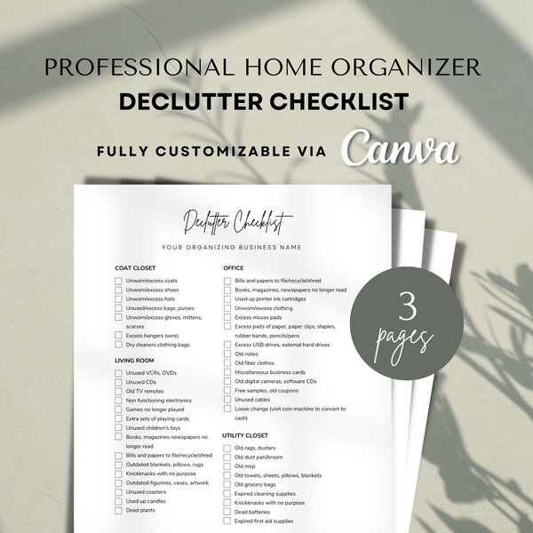 Declutter Checklist Printable - Etsy