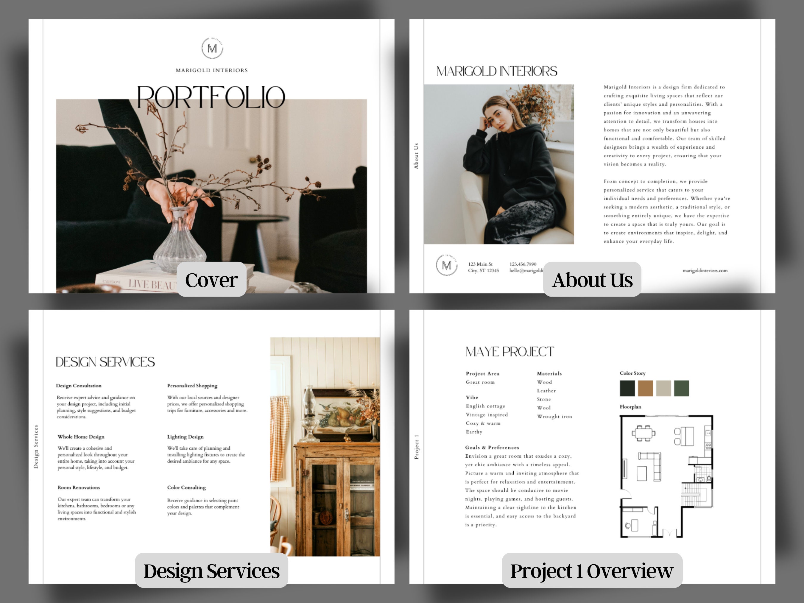 Interior Design Portfolio Custom Canva Template Interior Design ...