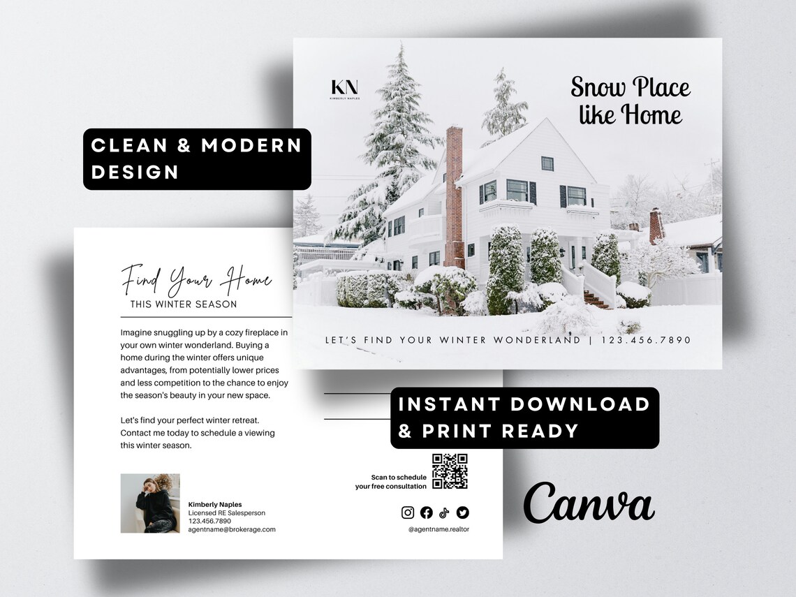 Buyer Real Estate Postcard Winter Marketing Real Estate Mailer Farming ...