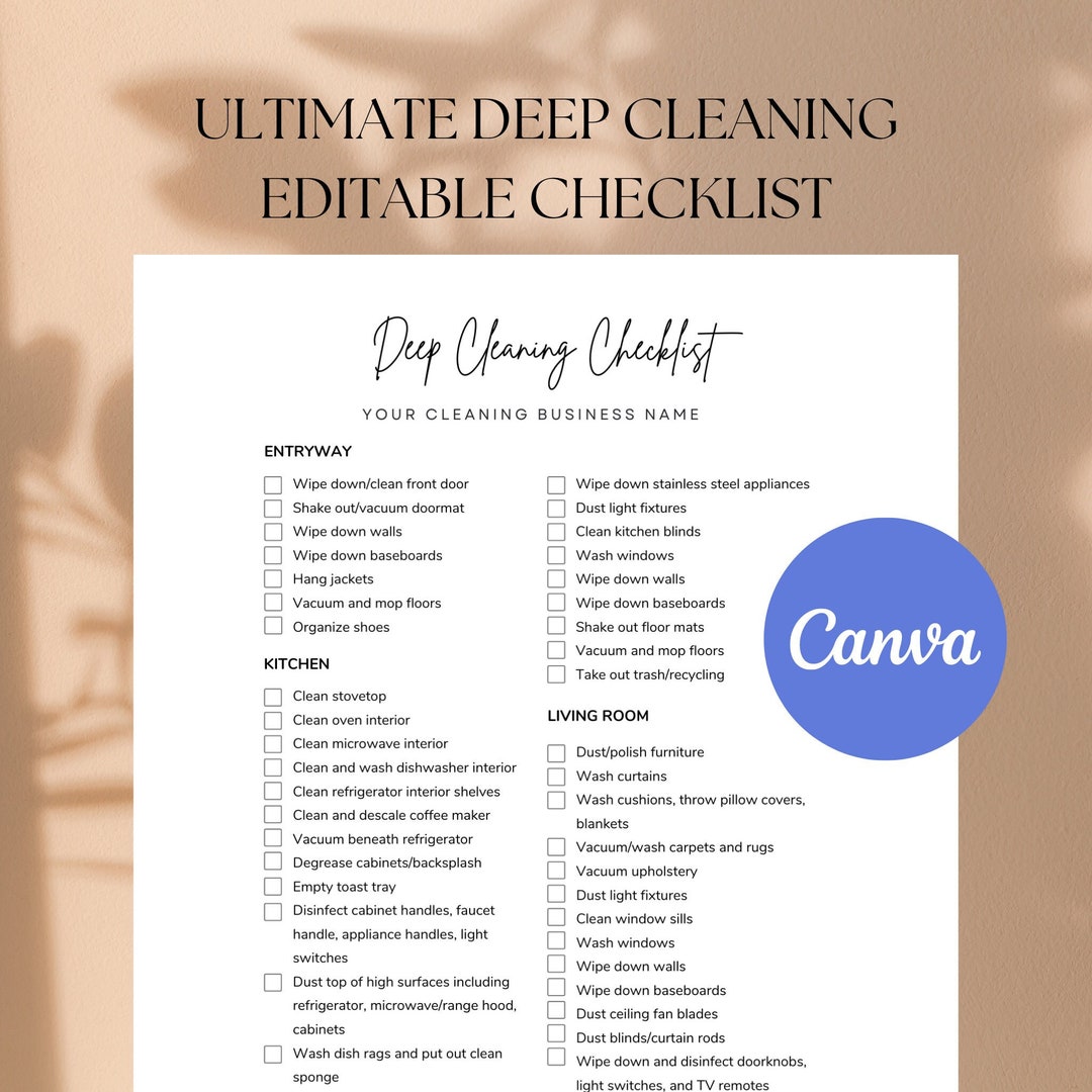 Ultimate Cleaning Checklist Cleaning Lists Template Deep Cleaning ...