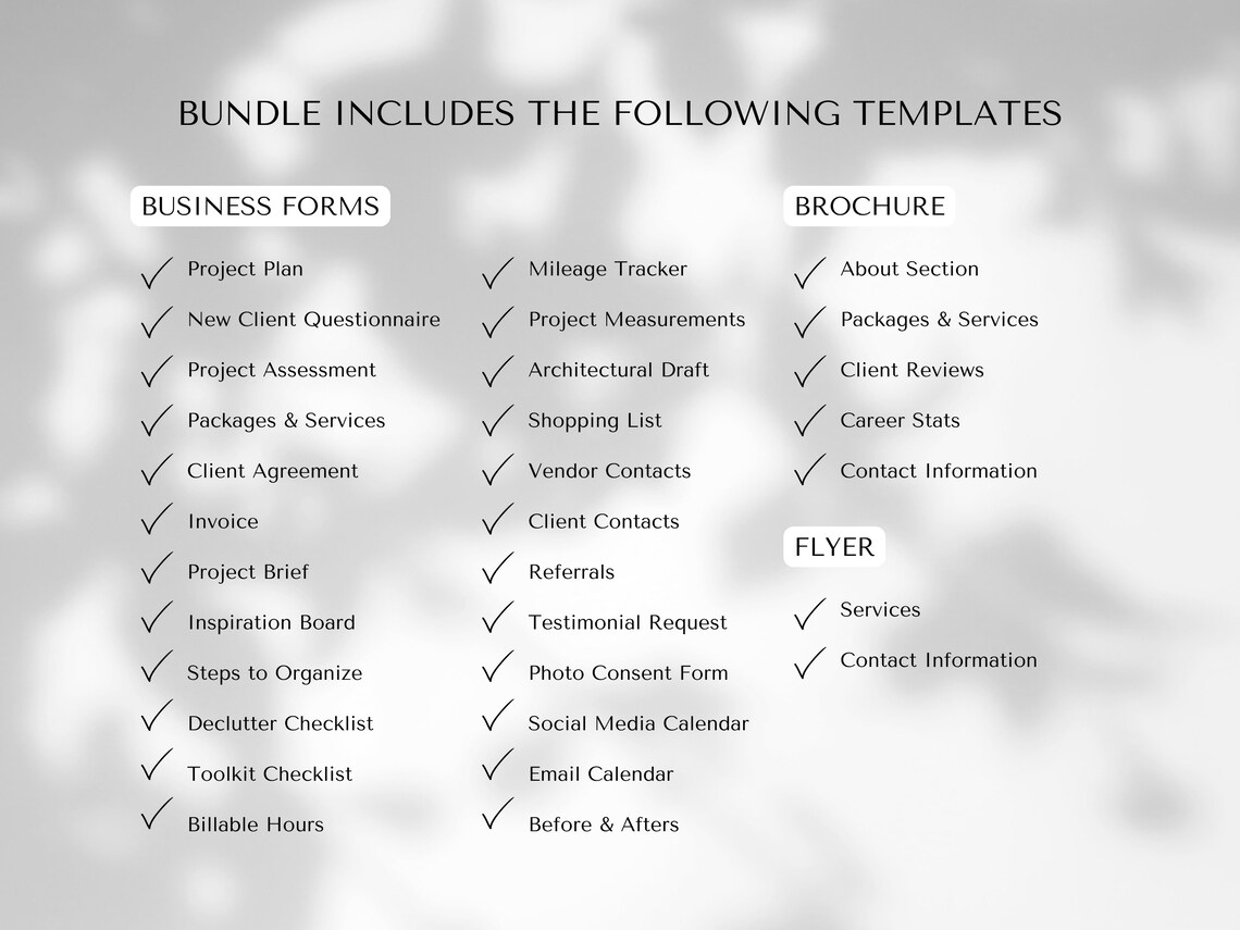 Professional Organizer Forms Professional Organizer Brochure ...