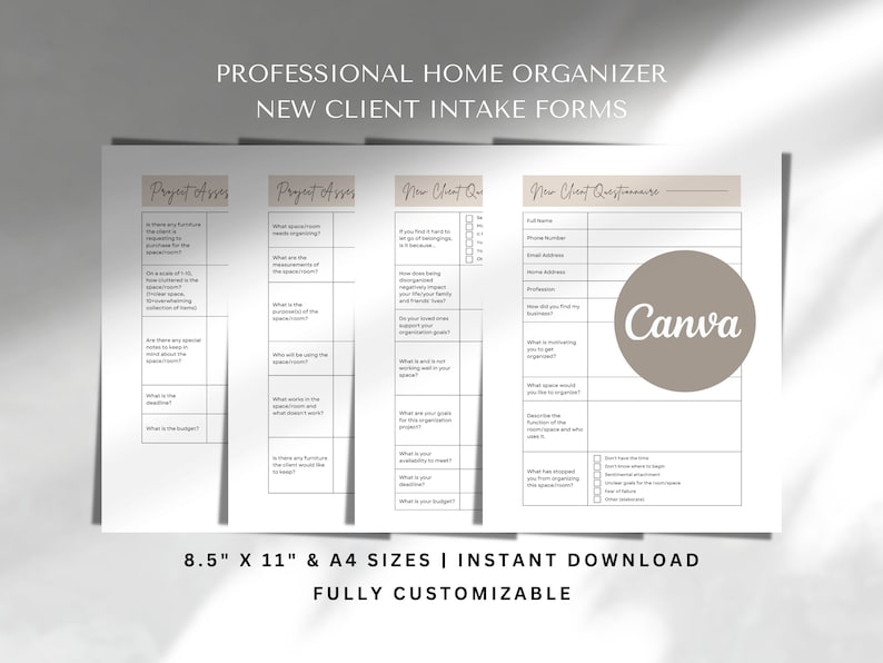 Professional Organizer Business Forms Client Intake Forms Professional ...