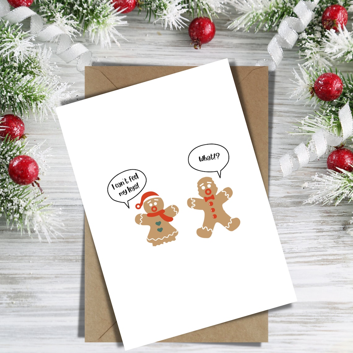 Funny Gingerbread Printable Christmas Card Punny Holiday Greeting Card ...